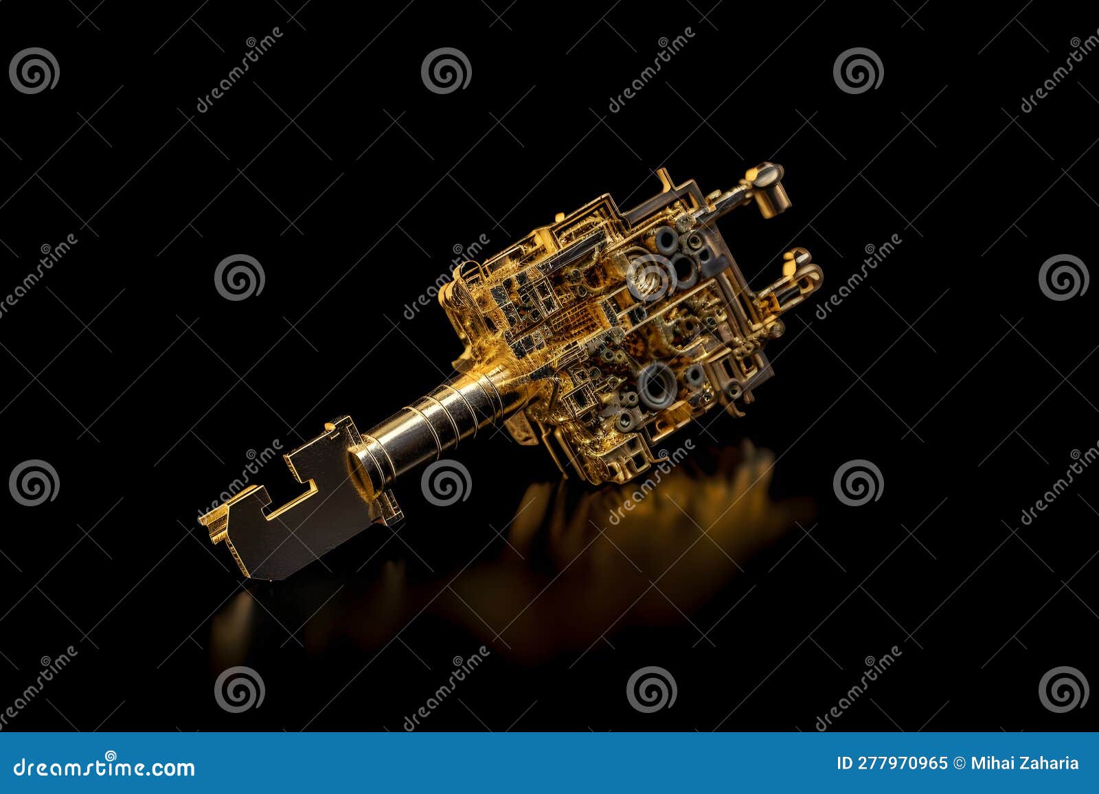 Interesting Golden Key Isolated Over a Black Background. Generative AI ...