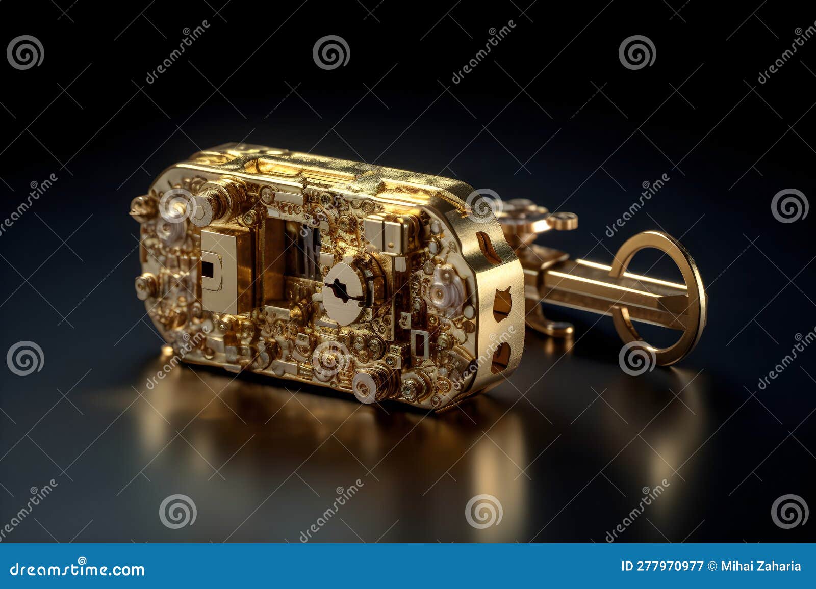 Interesting Golden Key Isolated Over a Black Background. Generative AI ...