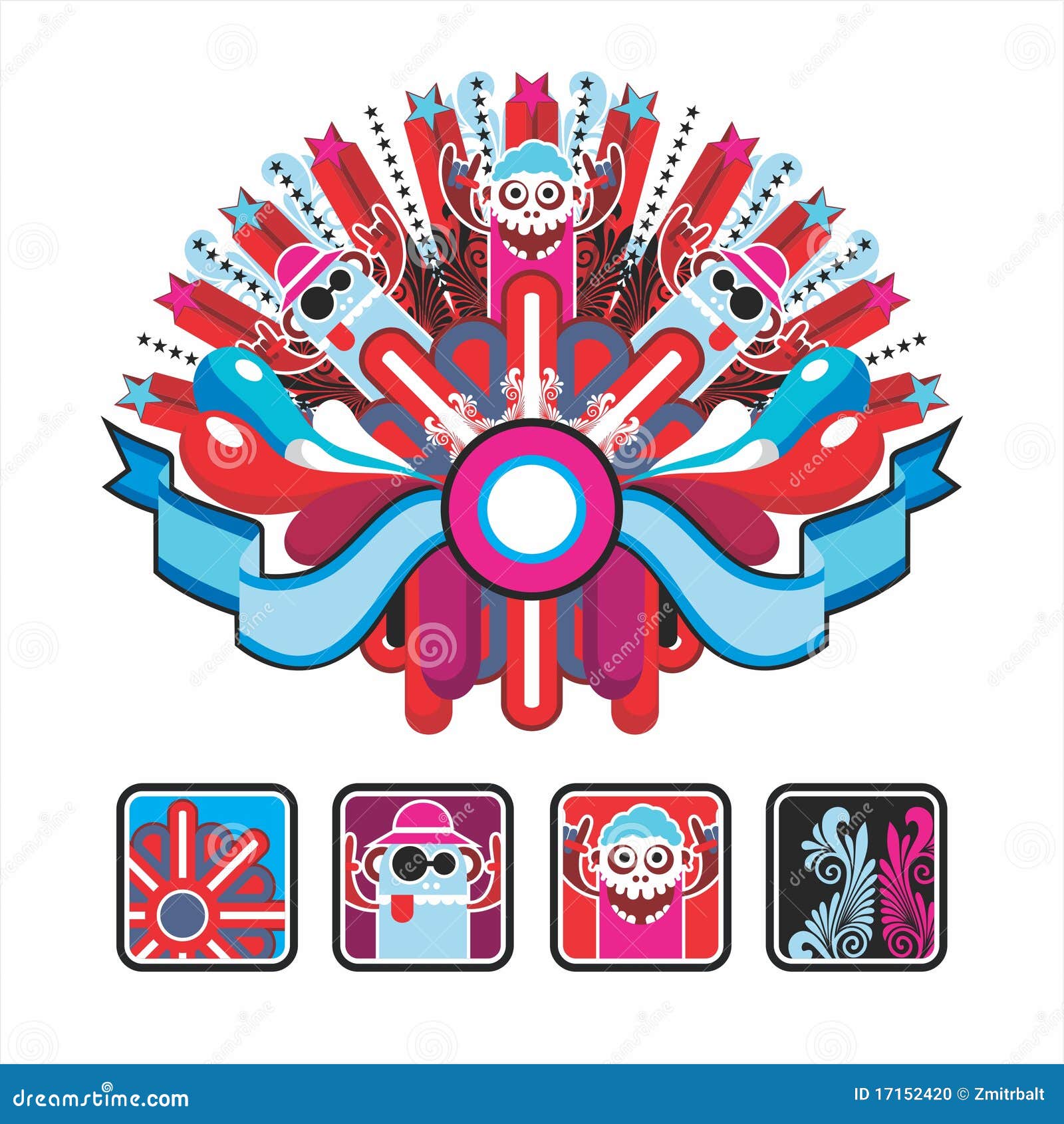 Interesting Icons and Composition with the Charact Stock Vector ...