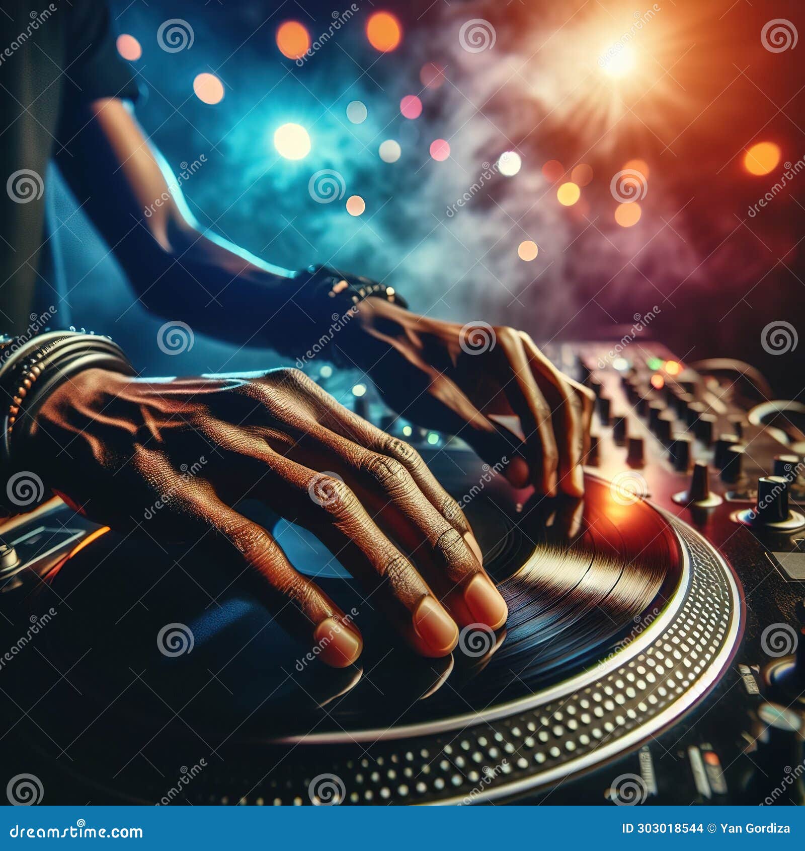 Interesting Illustration for DJ Day. Generative AI Stock Photo - Image ...
