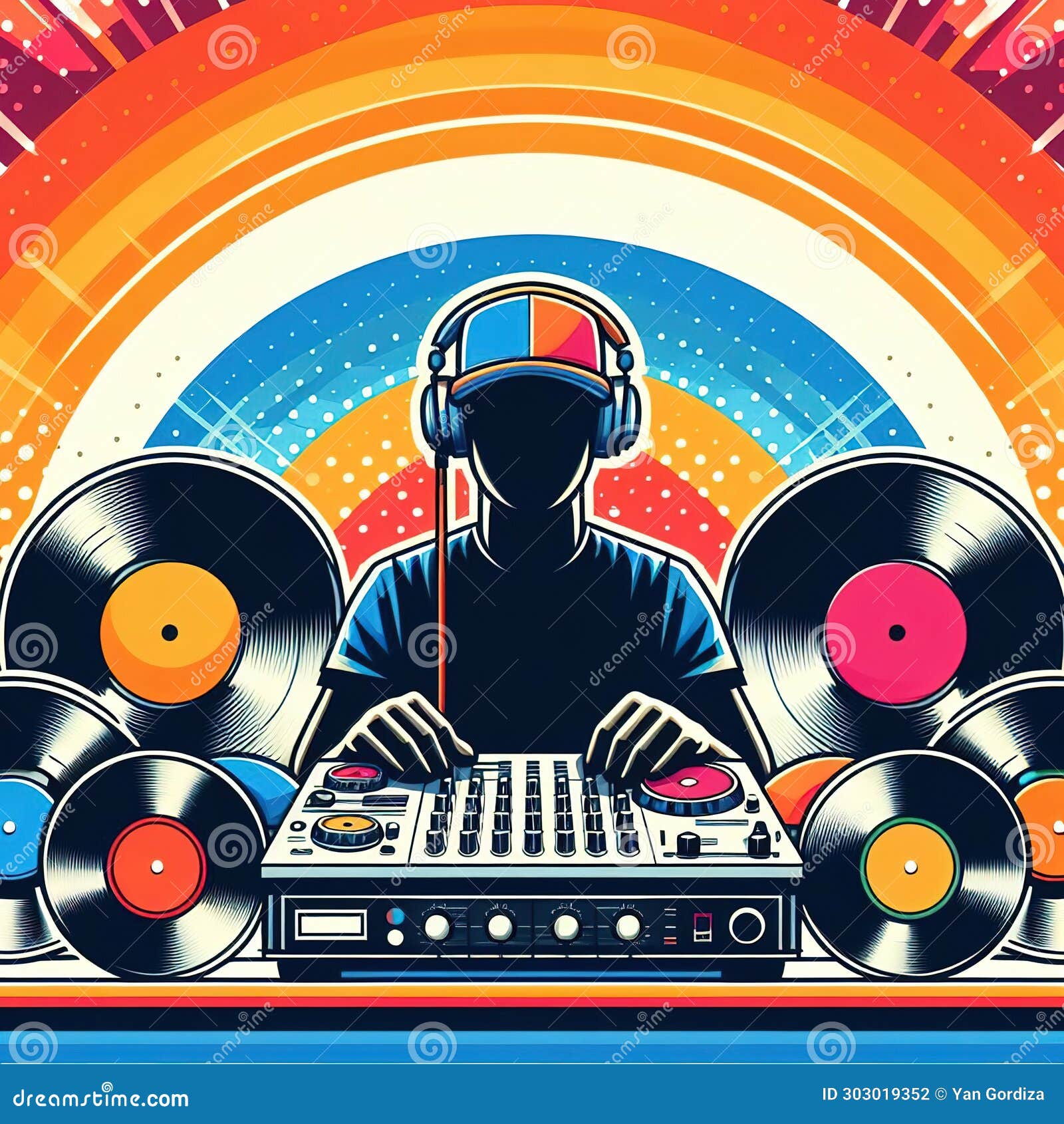 Interesting Illustration for DJ Day. Generative AI Stock Photo - Image ...