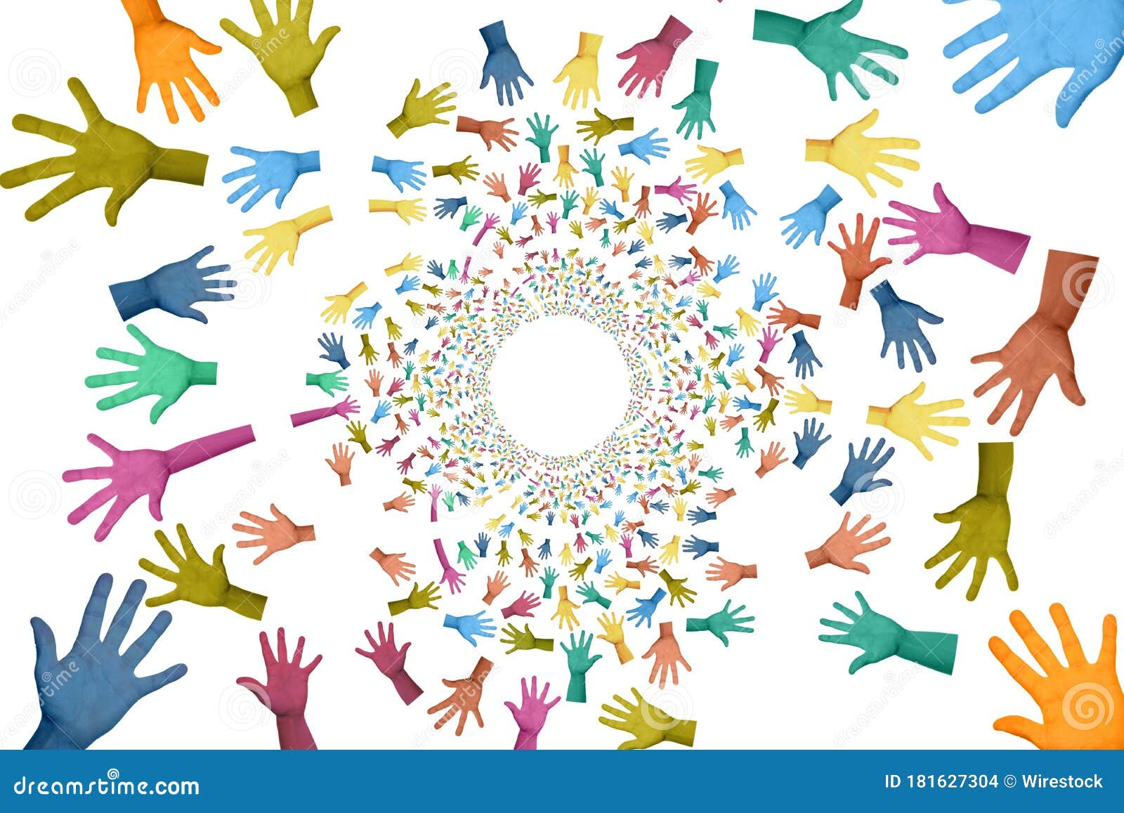 Interesting Illustration of Many Colorful Hands Isolated on a White ...