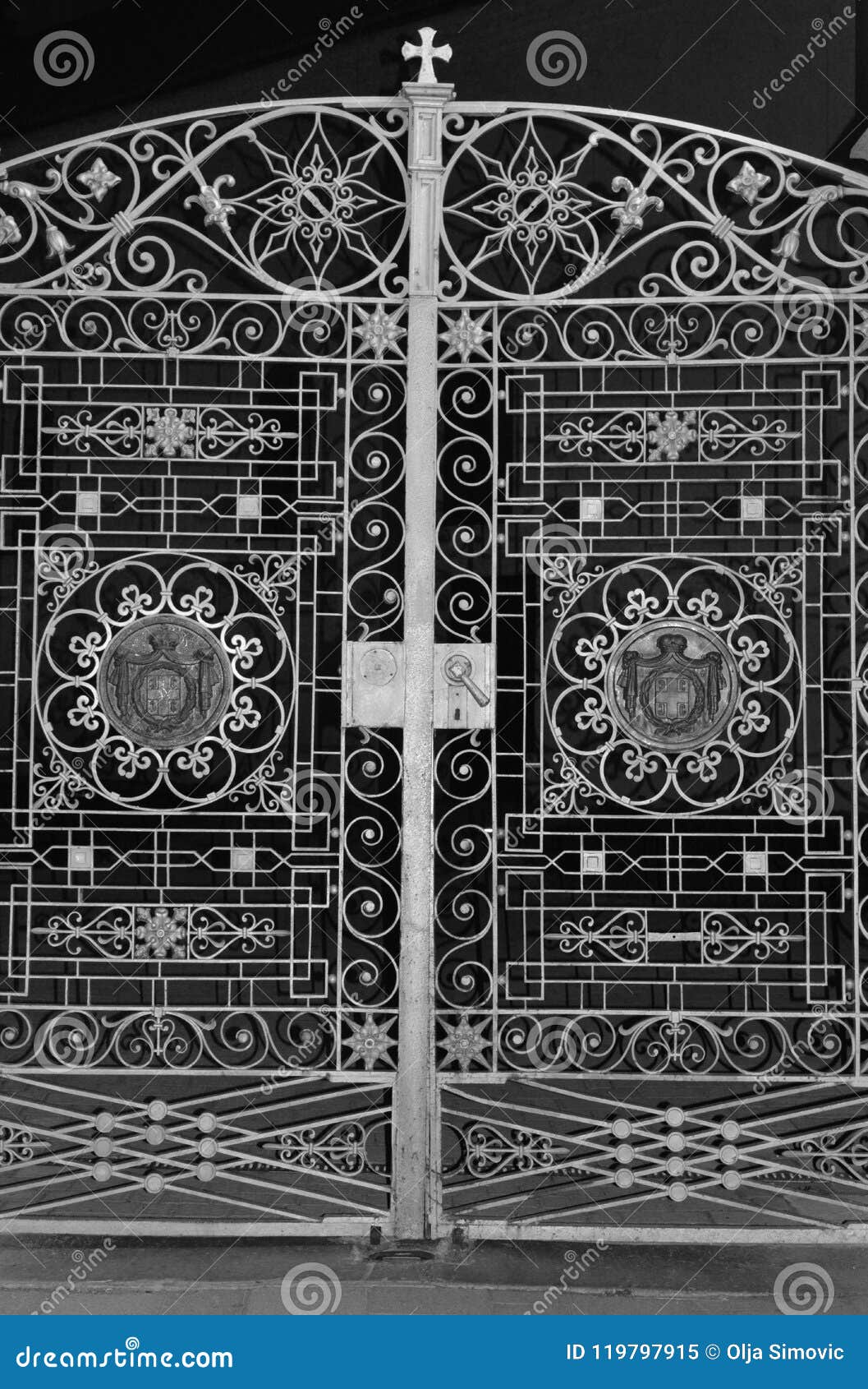 Iron gate at night stock image. Image of color, night - 119797915