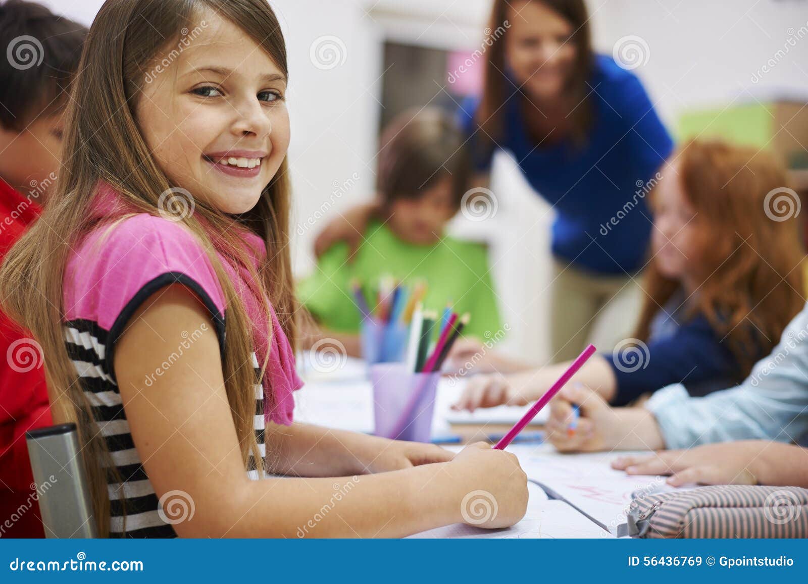 During the Interesting Lesson Stock Image - Image of crayons ...