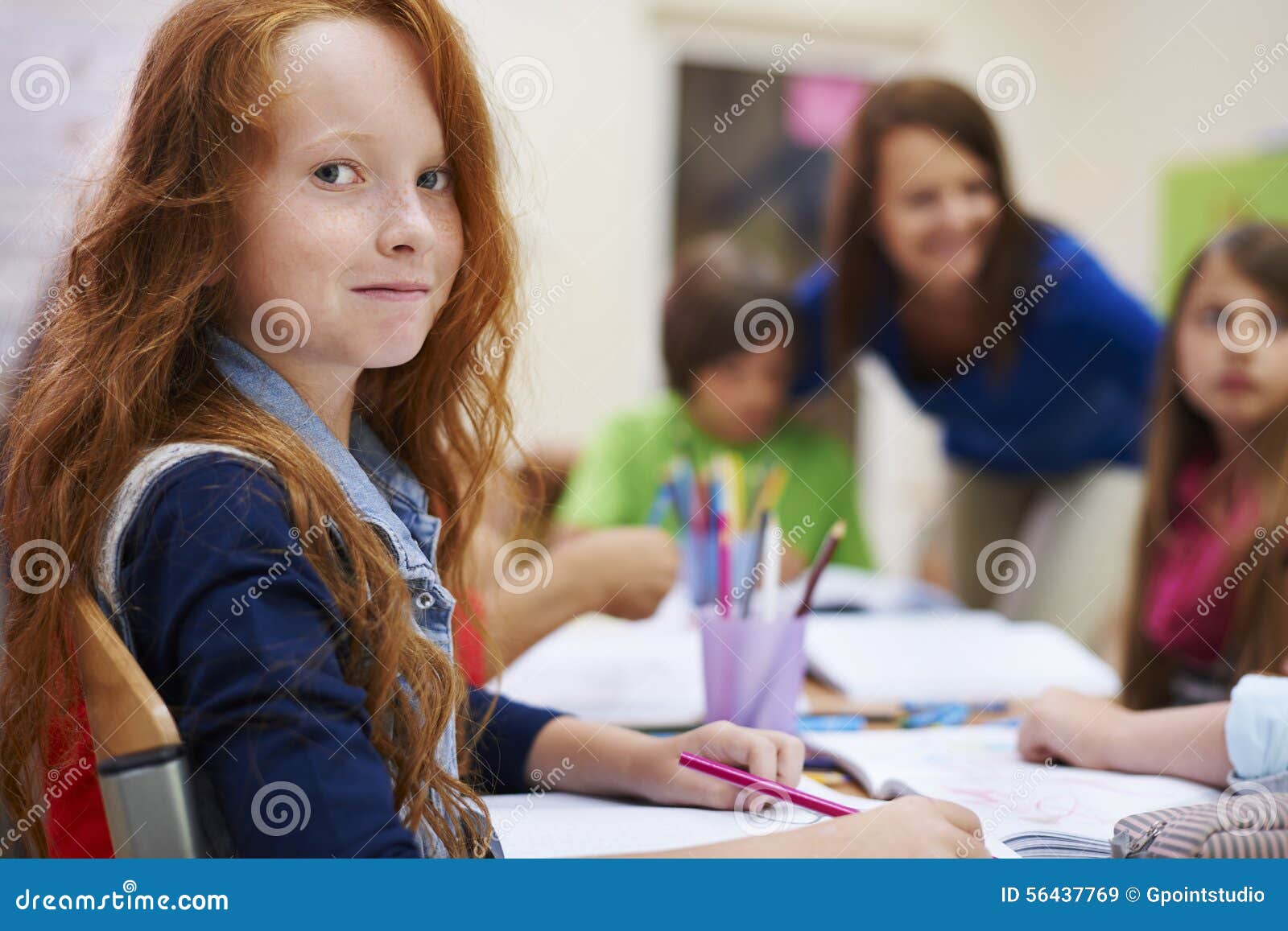 During the Interesting Lesson Stock Image - Image of clothing, looking ...