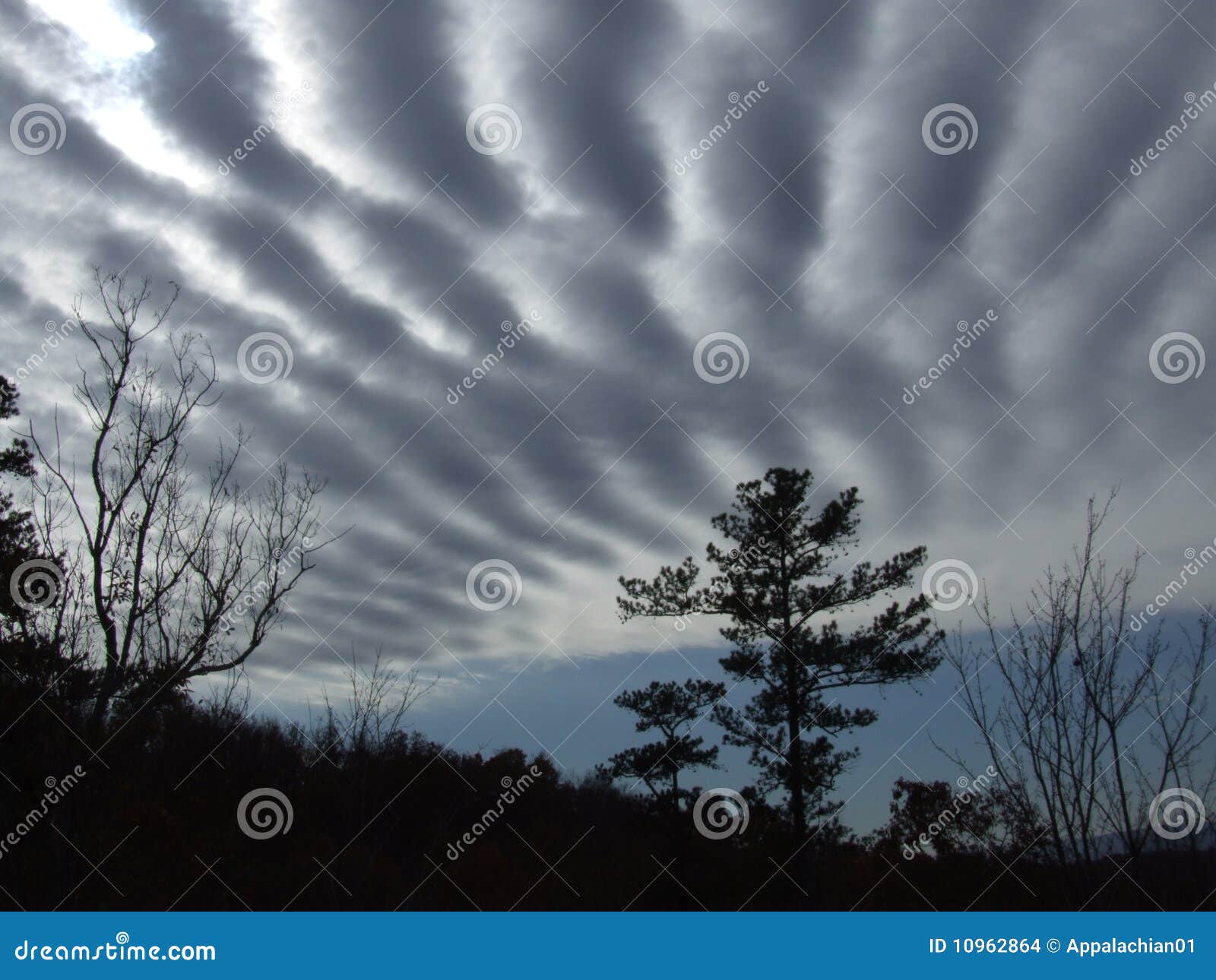 Interesting Linear Cloud Pattern with Mountains Stock Photo - Image of ...