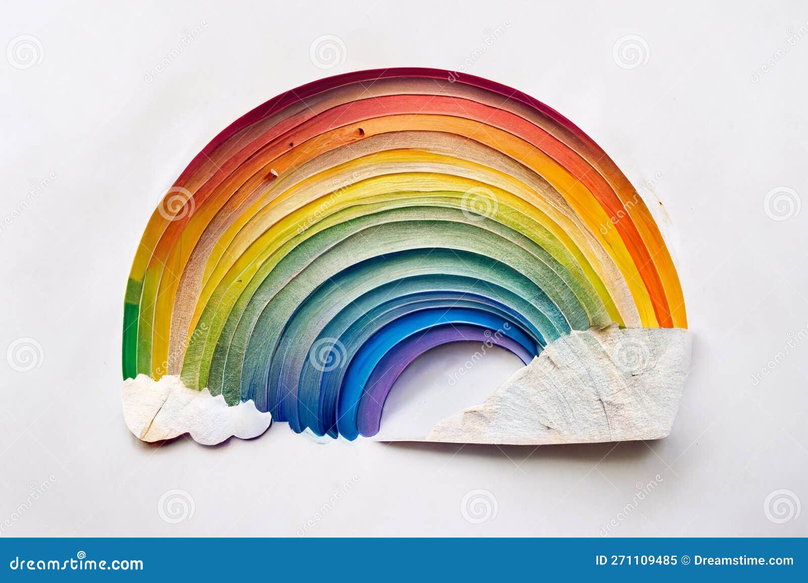 Interesting Painted-look Rainbow with White Background Stock ...