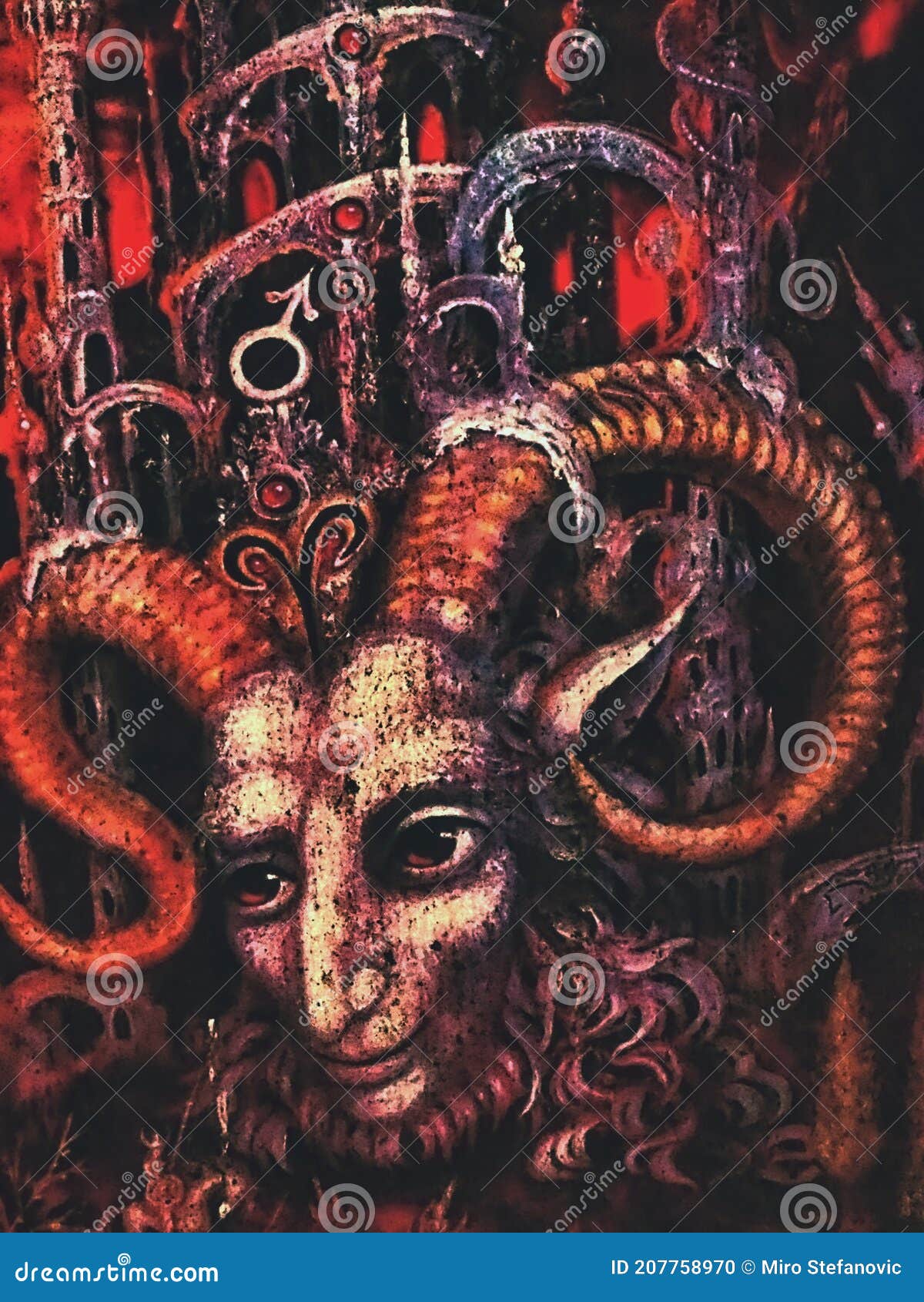Interesting Painting of Devils with Large Twisted Corners Stock ...