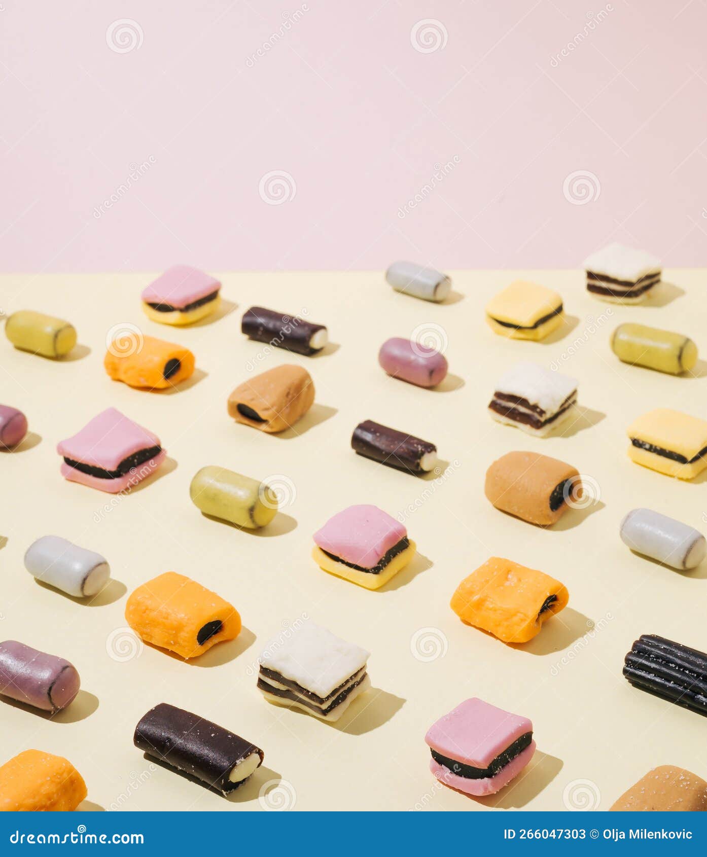 An Interesting Pattern Made of Candies of Various Colors and Shapes ...