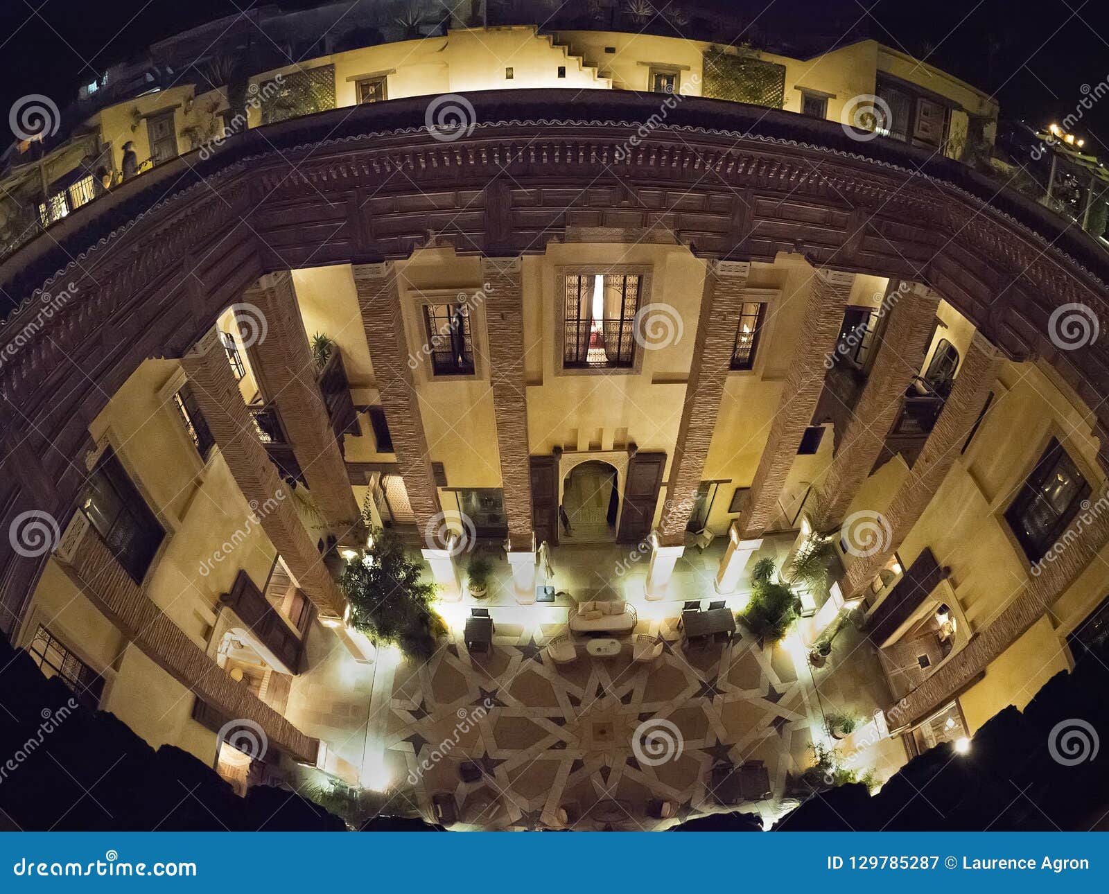 Night View of Hotel Riad Karawan and Courtyard in Fes, Morocco ...
