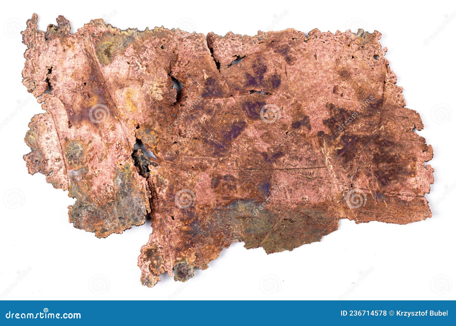 An Interesting Piece of Copper on a White Isolated Background Stock ...
