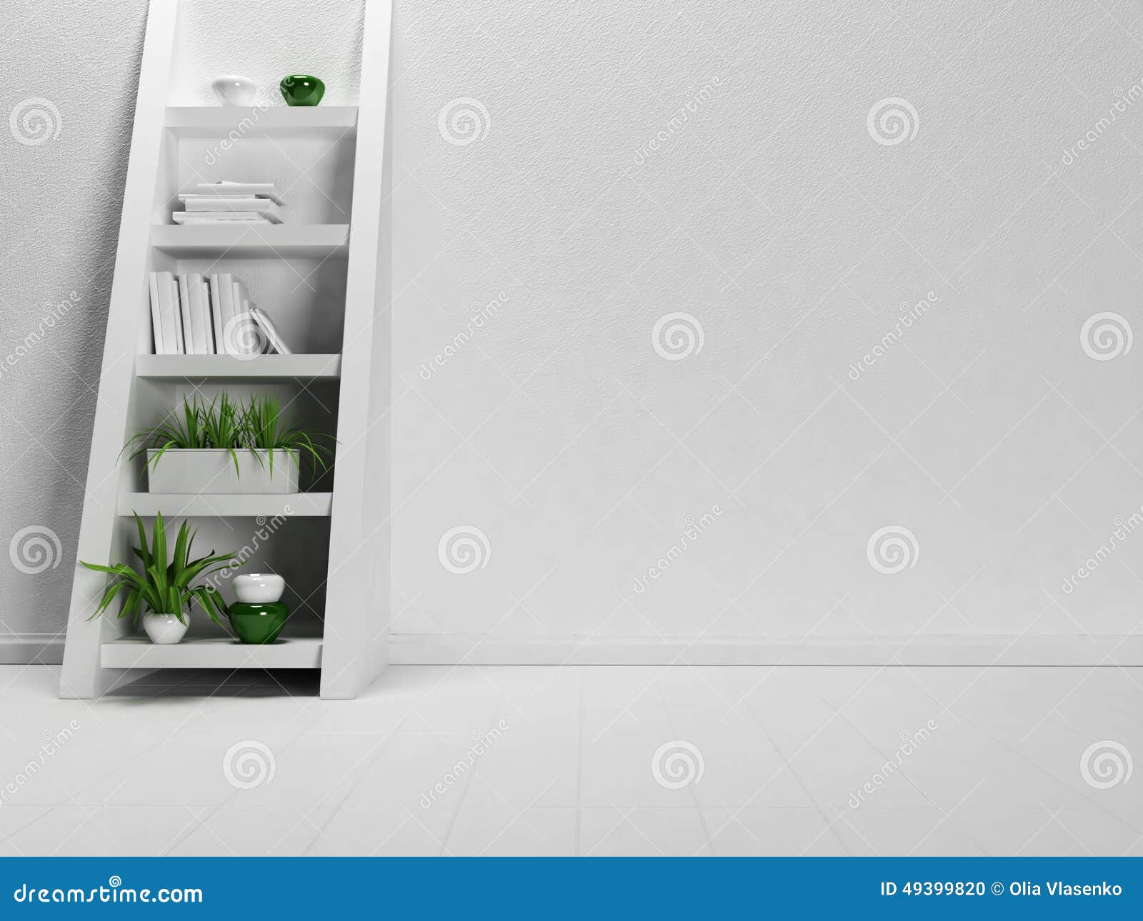 Interesting Shelf-ladder in the Empty Room Stock Illustration ...