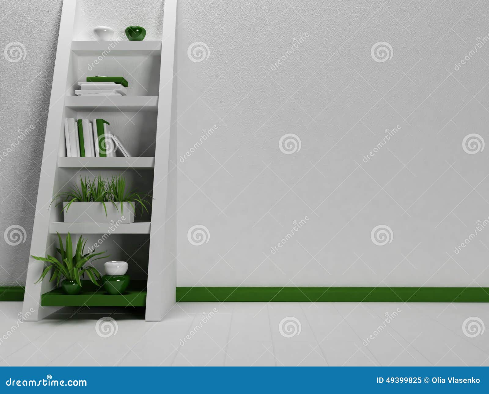 Interesting Shelf-ladder in the Empty Room Stock Illustration ...
