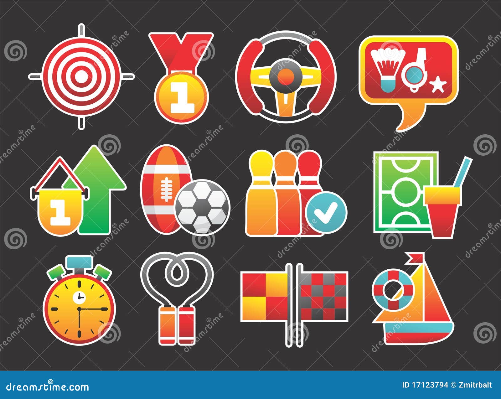 Interesting sporting icons stock vector. Illustration of flag - 17123794