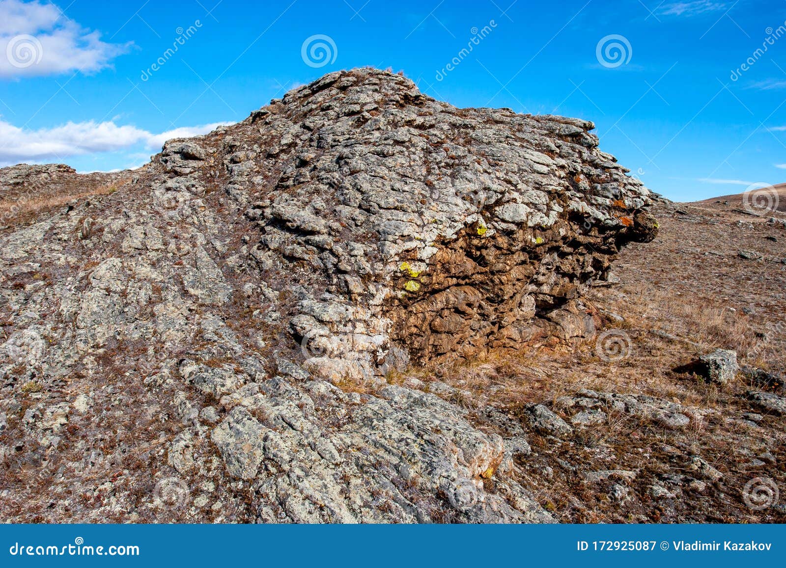 An Interesting Stone in the Steppe with Layers with an Interesting ...