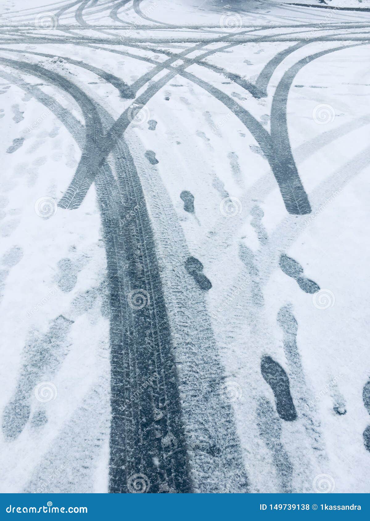 Tire tracks in snow stock photo. Image of interesting - 149739138