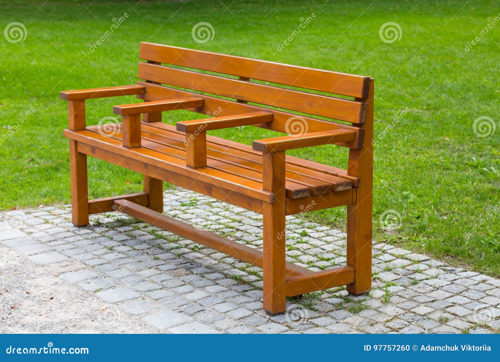 Interesting Unusual Wooden Park Bench at a Park Stock Photo - Image of ...