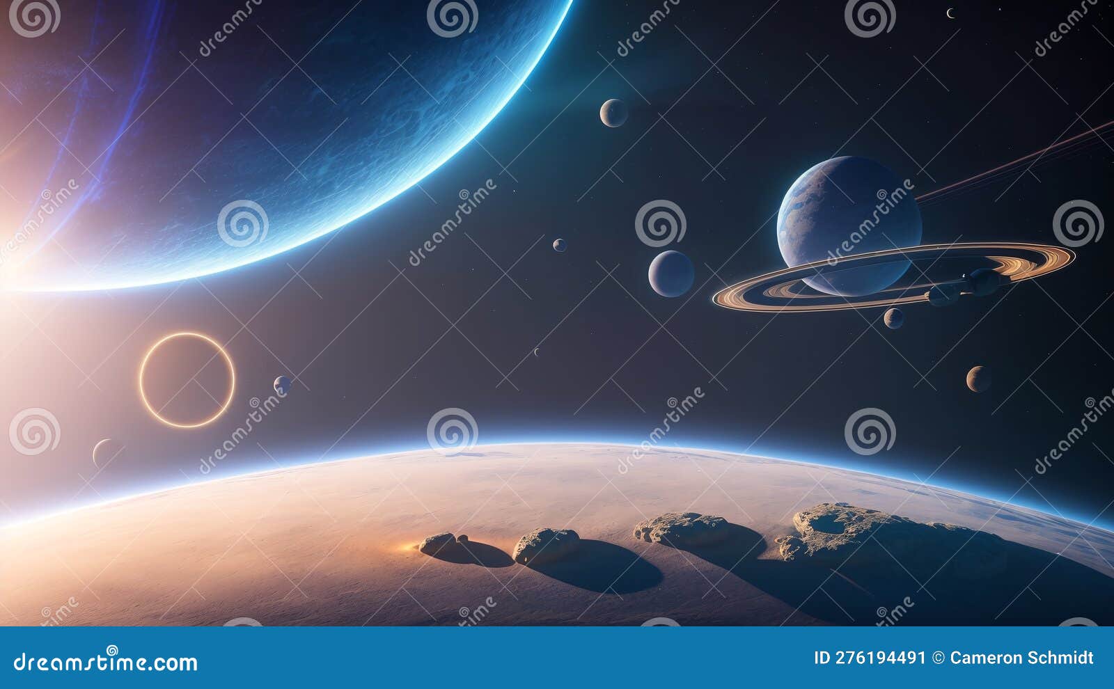 An Interesting View of a Group of Planets in the Sky AI Generative ...