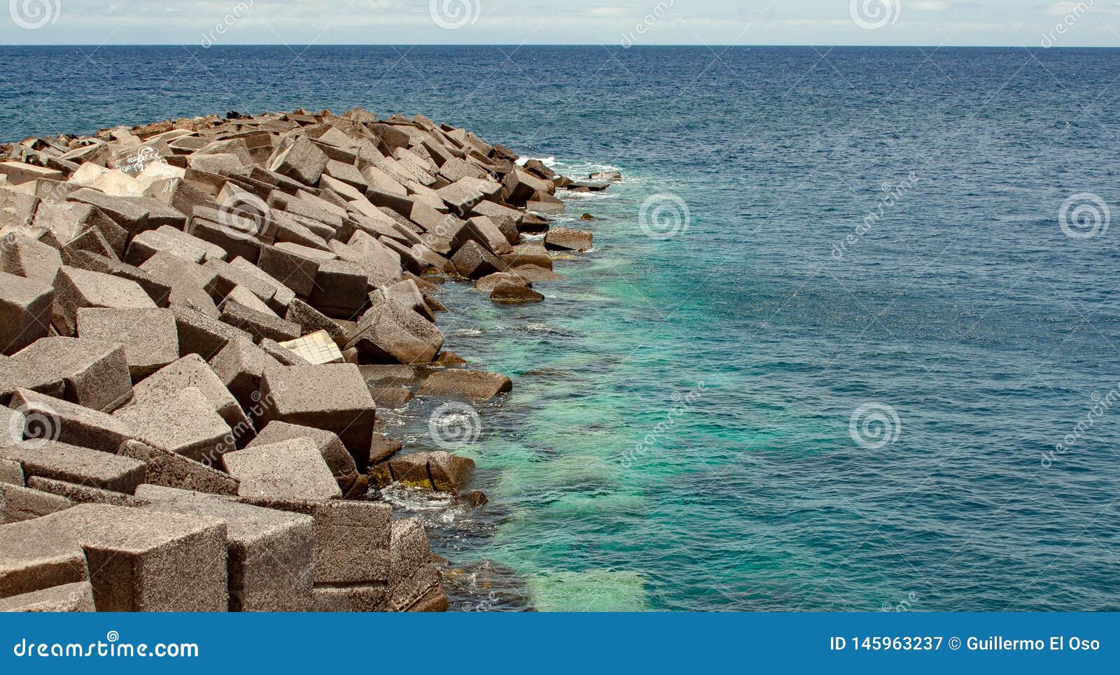 Interesting View Over a Dam To the Sea Stock Image - Image of aqua ...