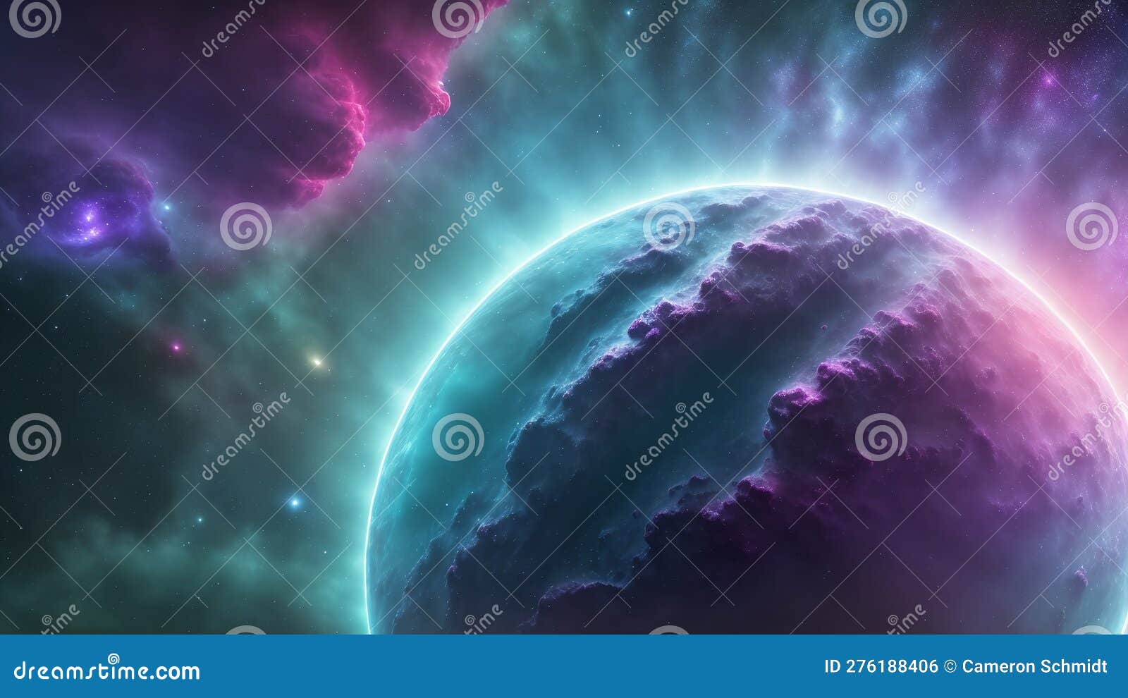 An Interesting View of a Planet with a Bright Purple and Blue Color AI ...