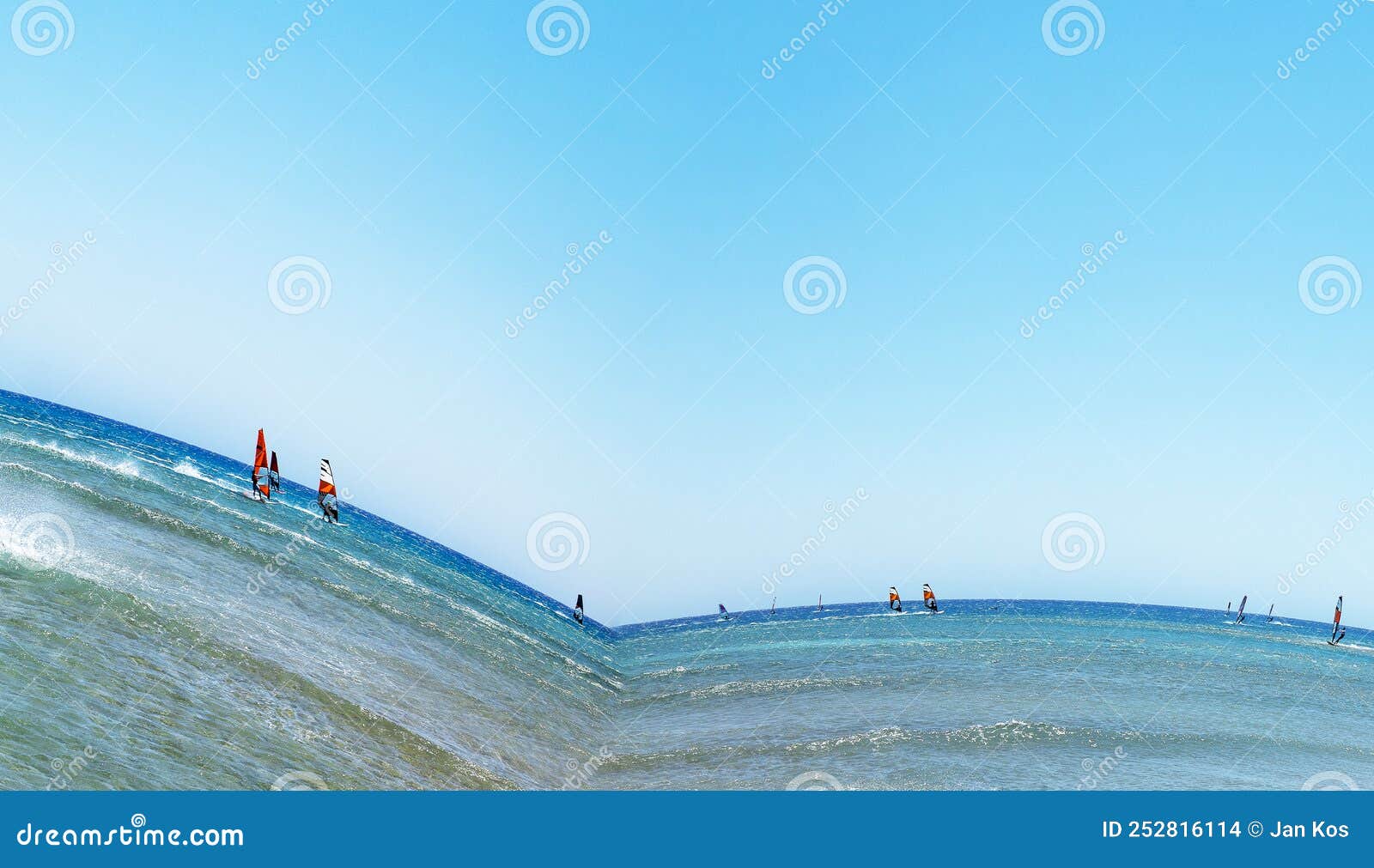 Artistic Perspective of Windsurfers on Prasonisi Beach Stock Photo ...