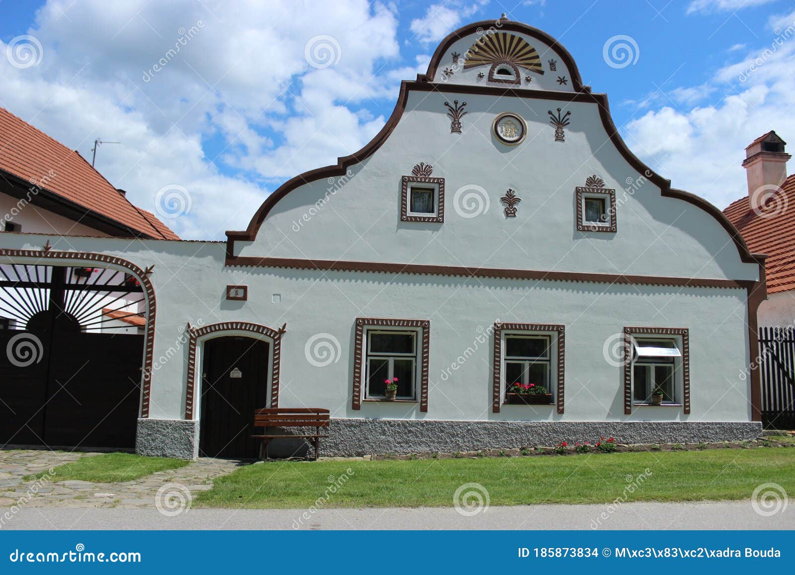 Interestingly Decoratedgable of an Ancient Cottage Stock Photo - Image ...