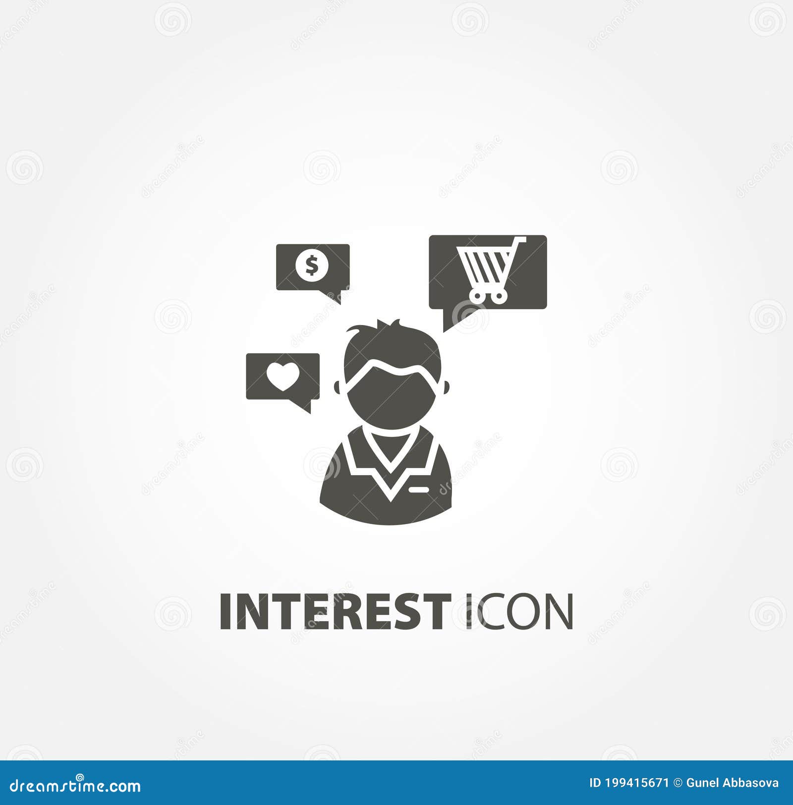 Interests Icon. Avatar with Interests Isolated Solid Icon Stock Vector ...