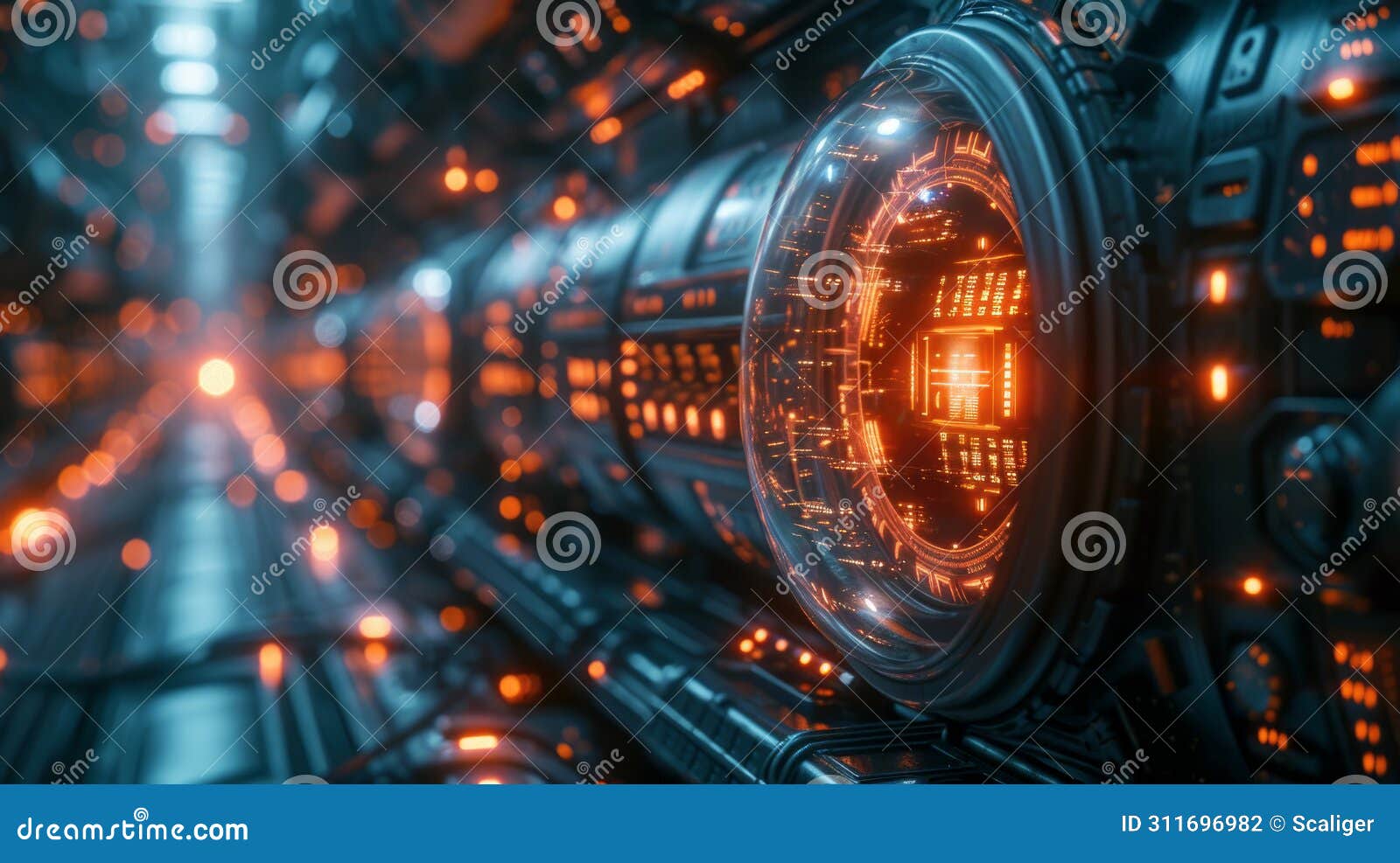 Interface of AI Machine in Futuristic Space, Computer Dashboard in ...