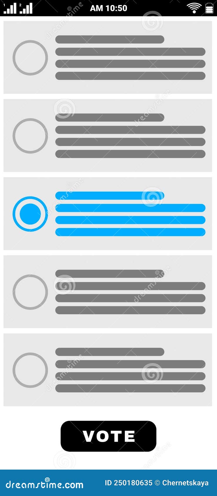 Interface of App for Electronic Voting on Smartphone Stock Illustration ...
