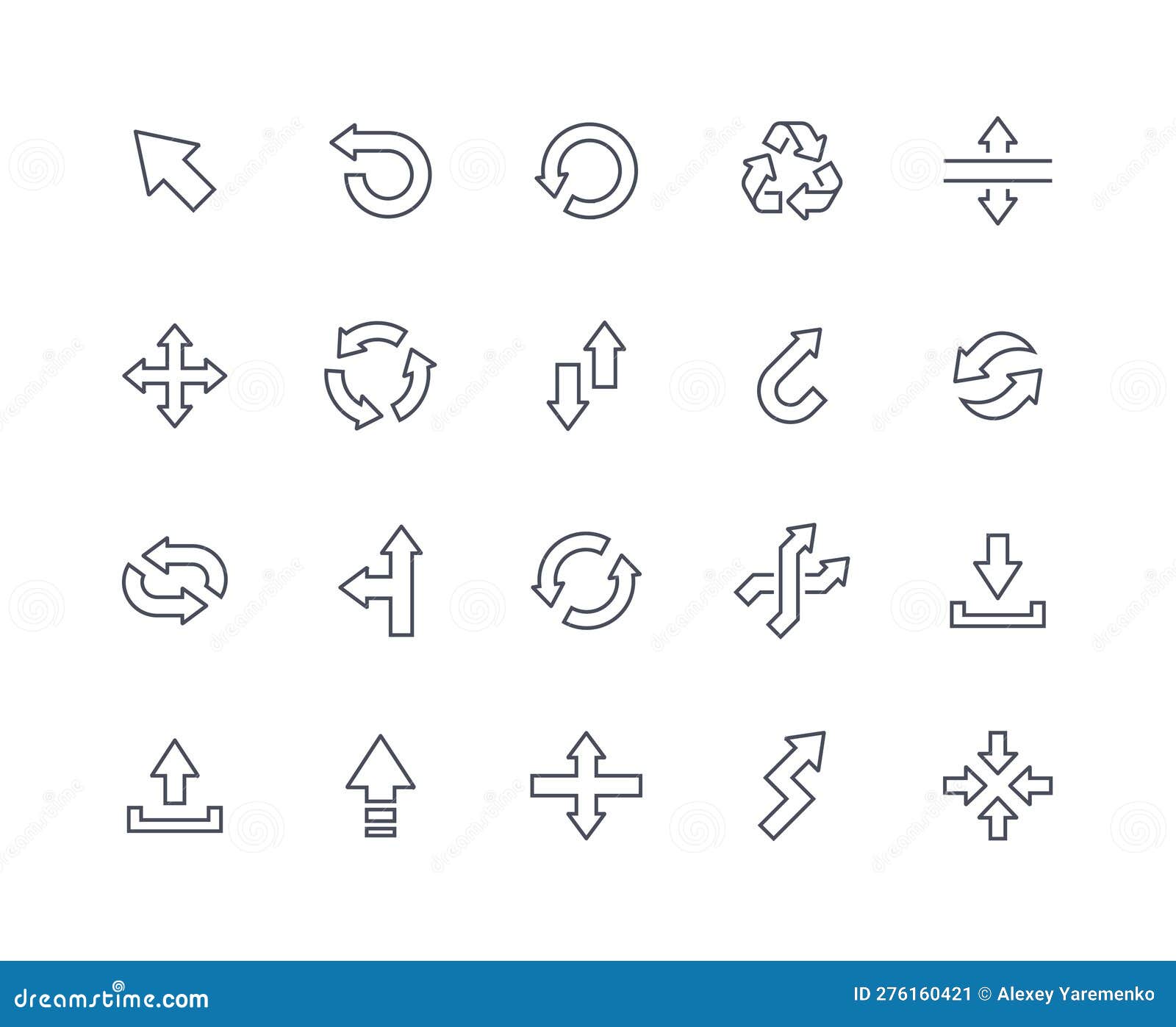 Interface Arrows Icons Outline Set Stock Vector - Illustration of ...