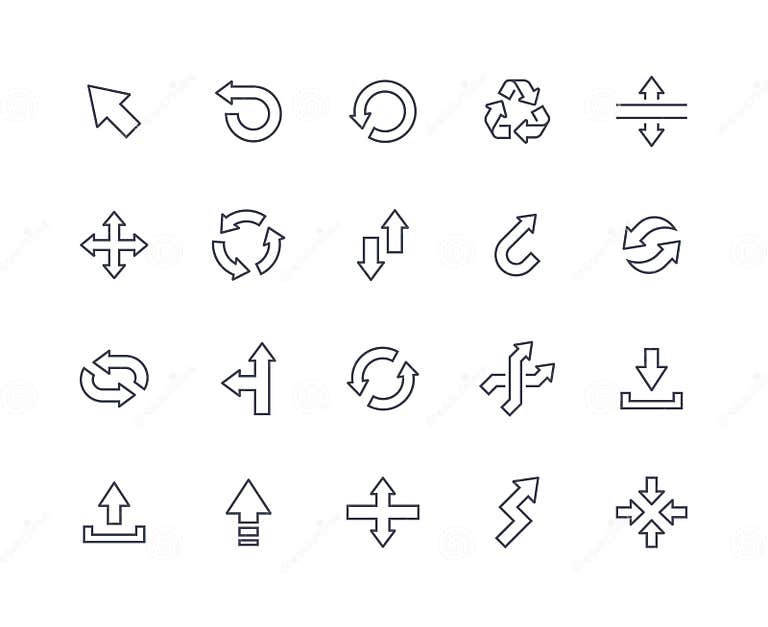 Interface Arrows Icons Outline Set Stock Vector - Illustration of ...