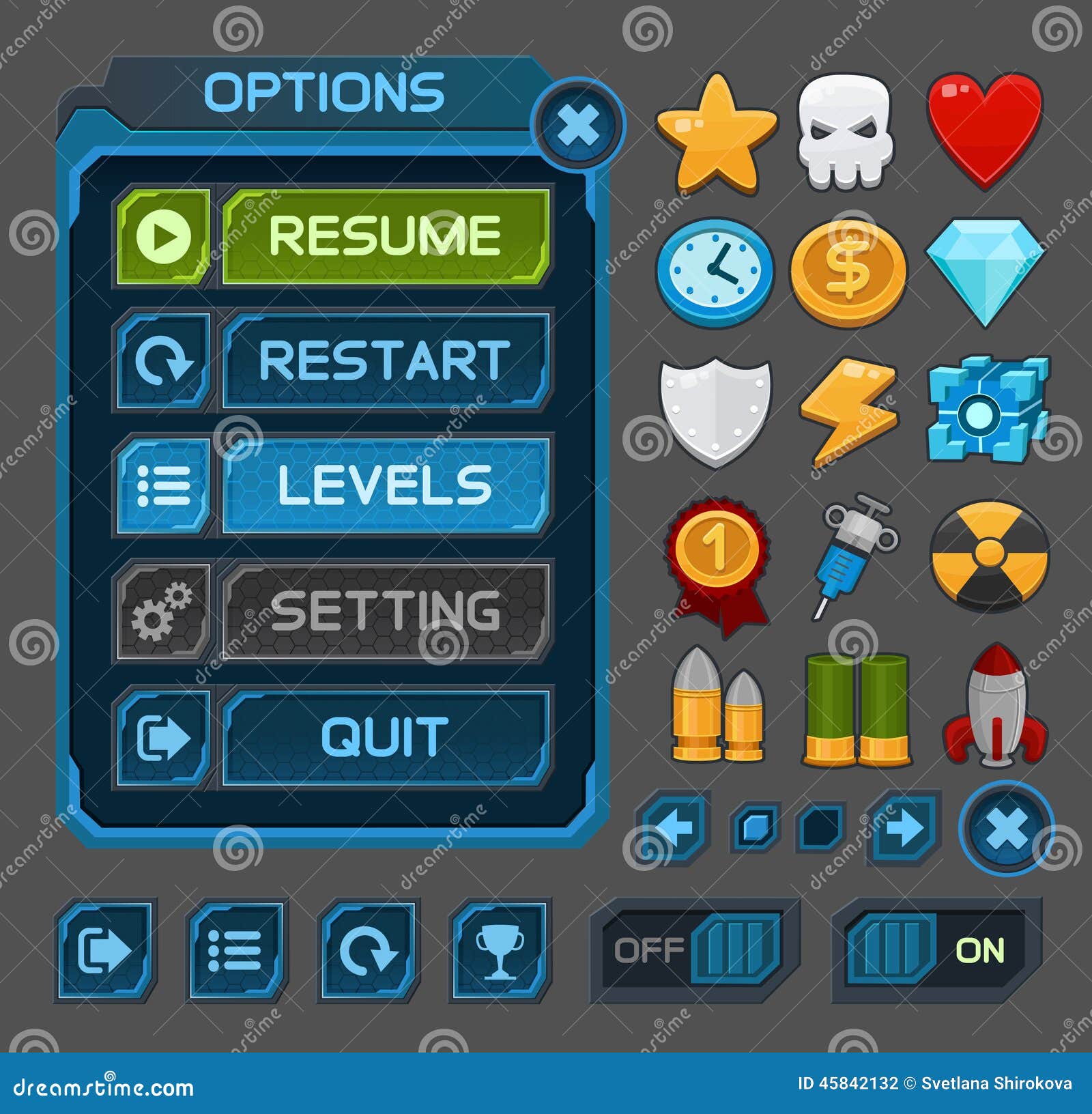 Interface Buttons Set for Space Games or Apps Stock Vector ...