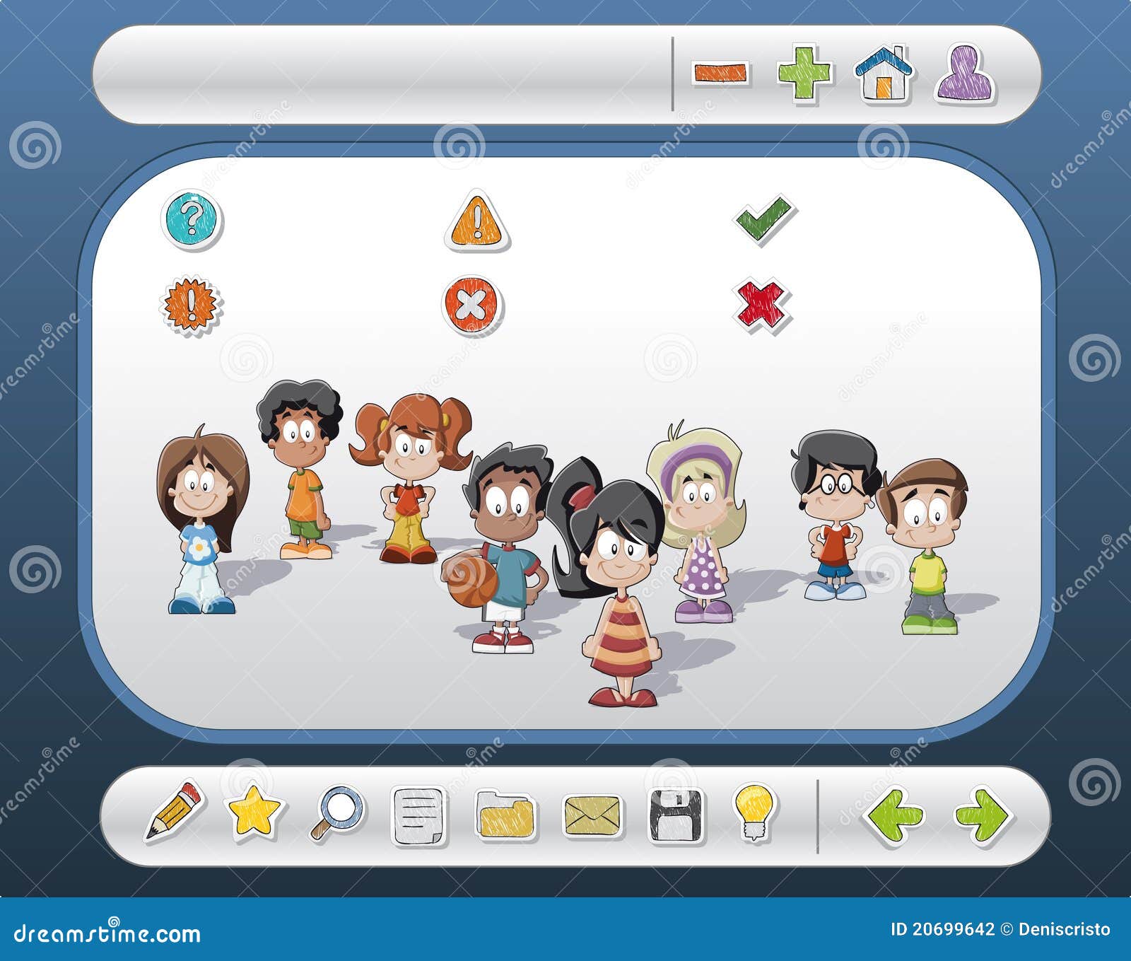 Interface with Children and Icons Stock Vector - Illustration of family ...