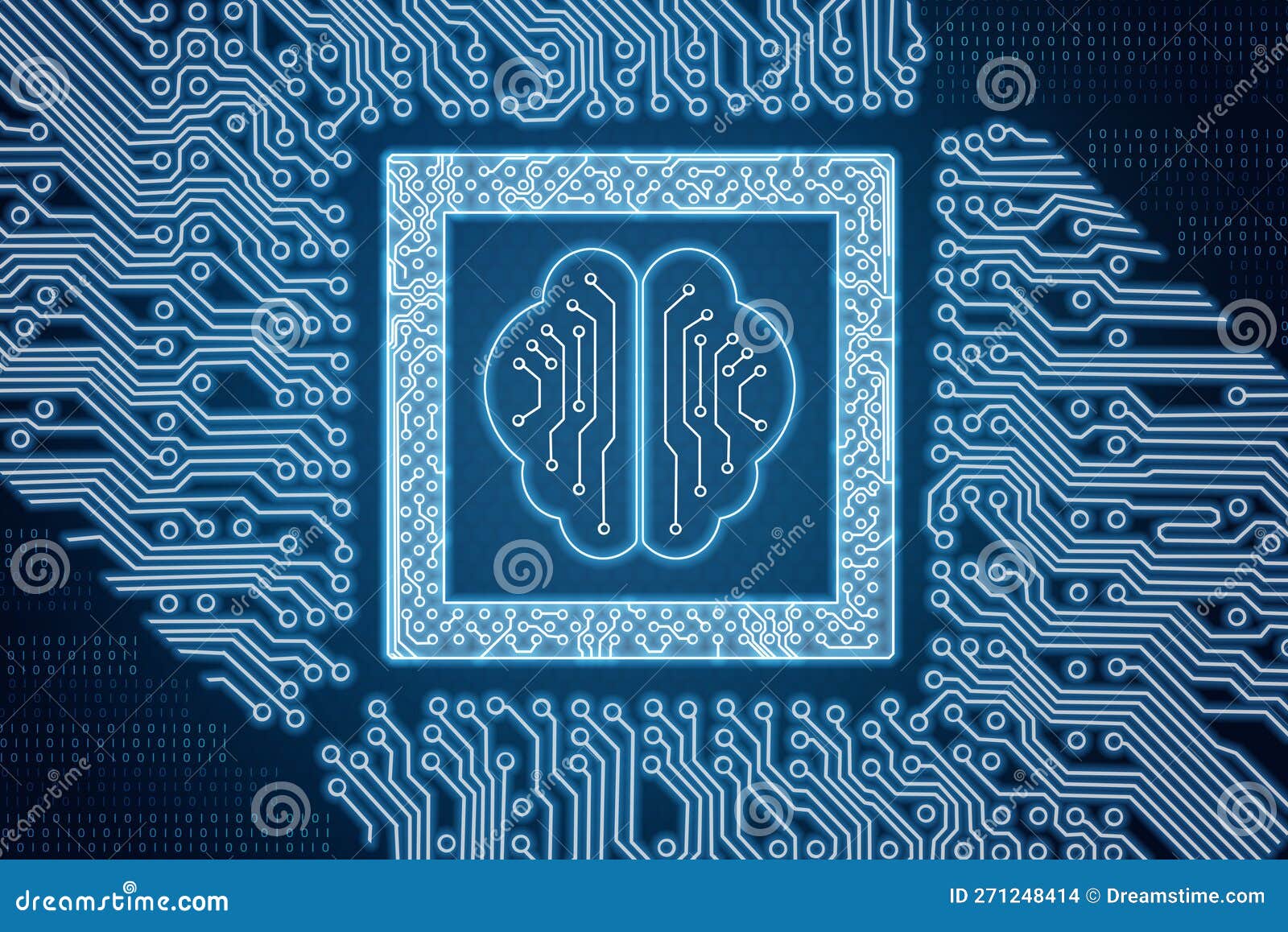 Interface with Circuit Board and Human Brain Stock Illustration ...