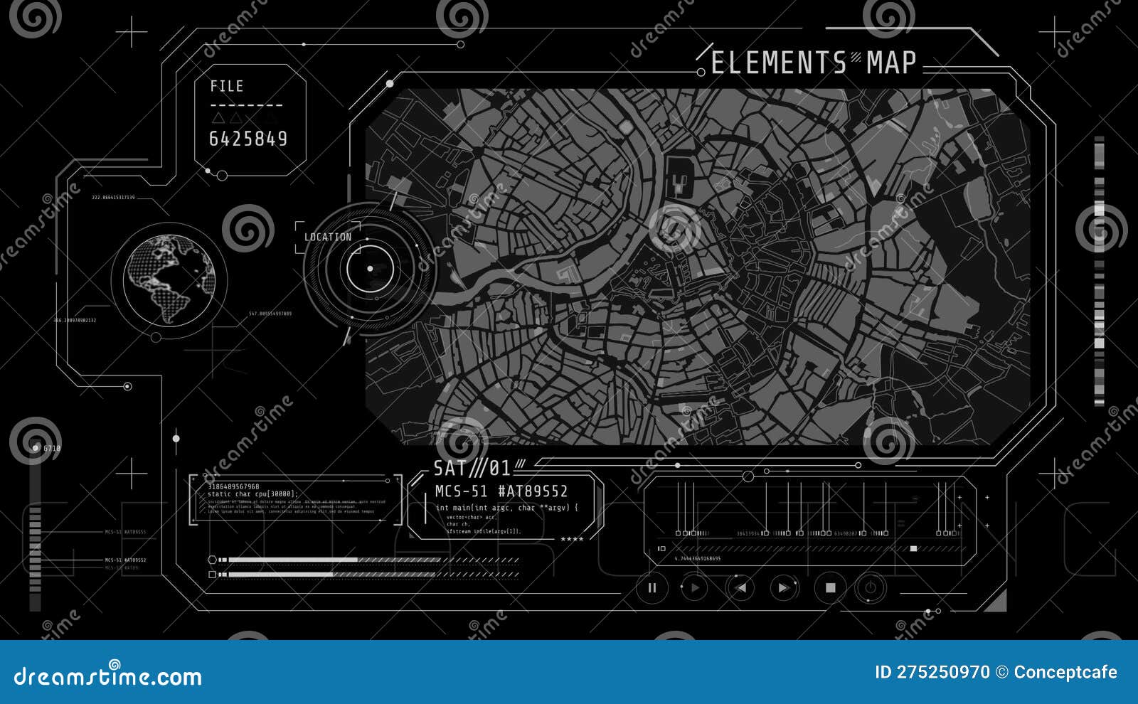 Interface with a City Map in HUD Style. Stock Footage - Video of graph ...