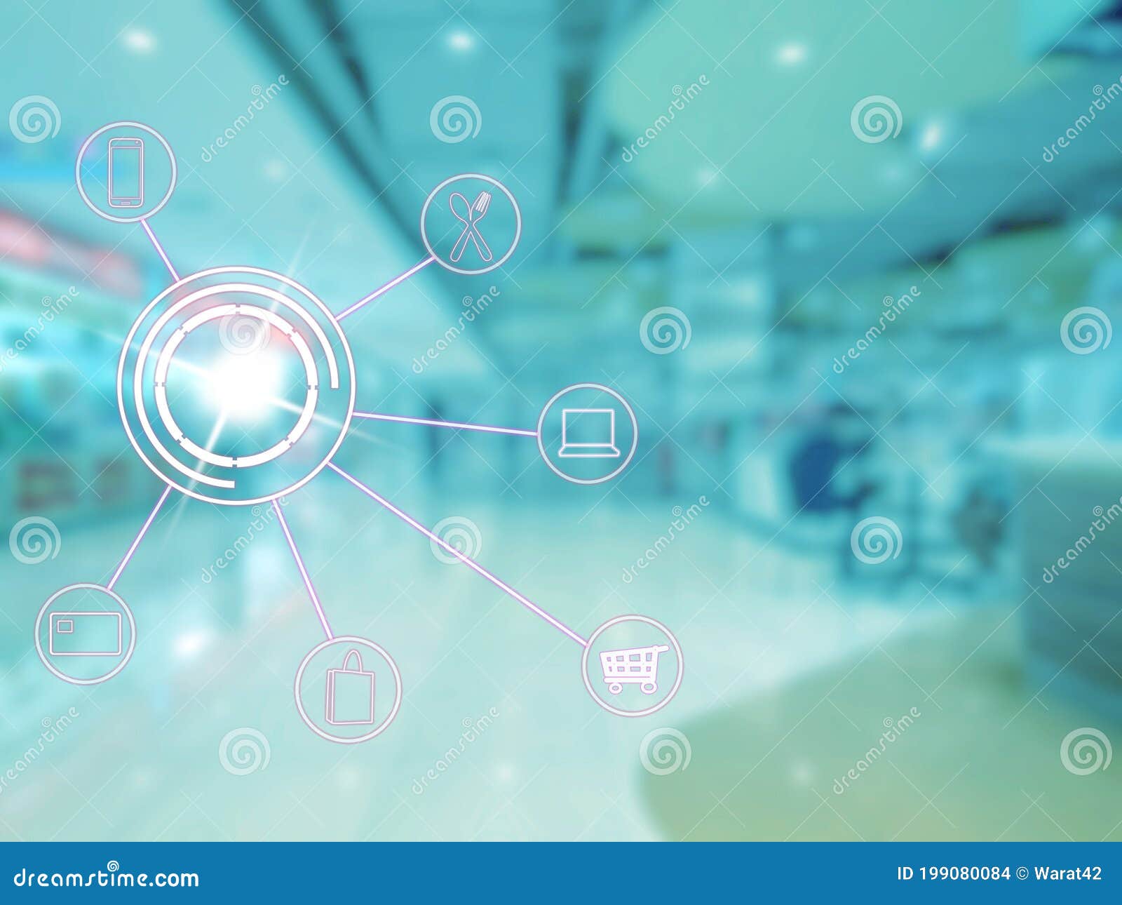 Interface Concept with Icon for Shopping in Mall Stock Photo - Image of ...