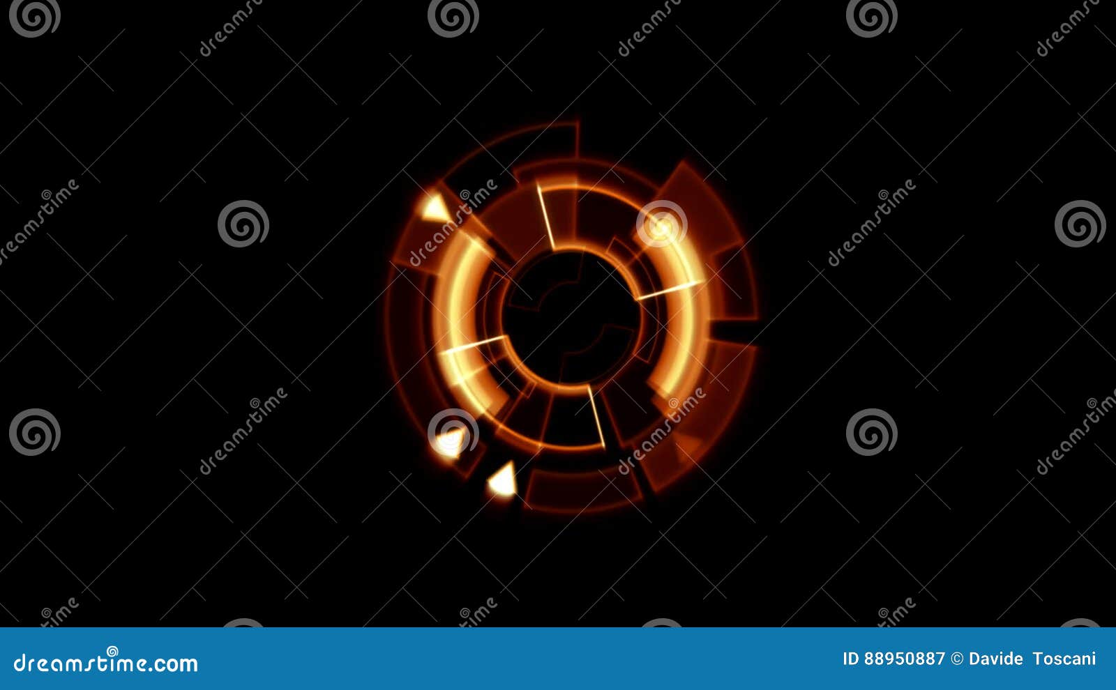 Interface Data Loader Orange Glow Circular Round with Light Rays and ...