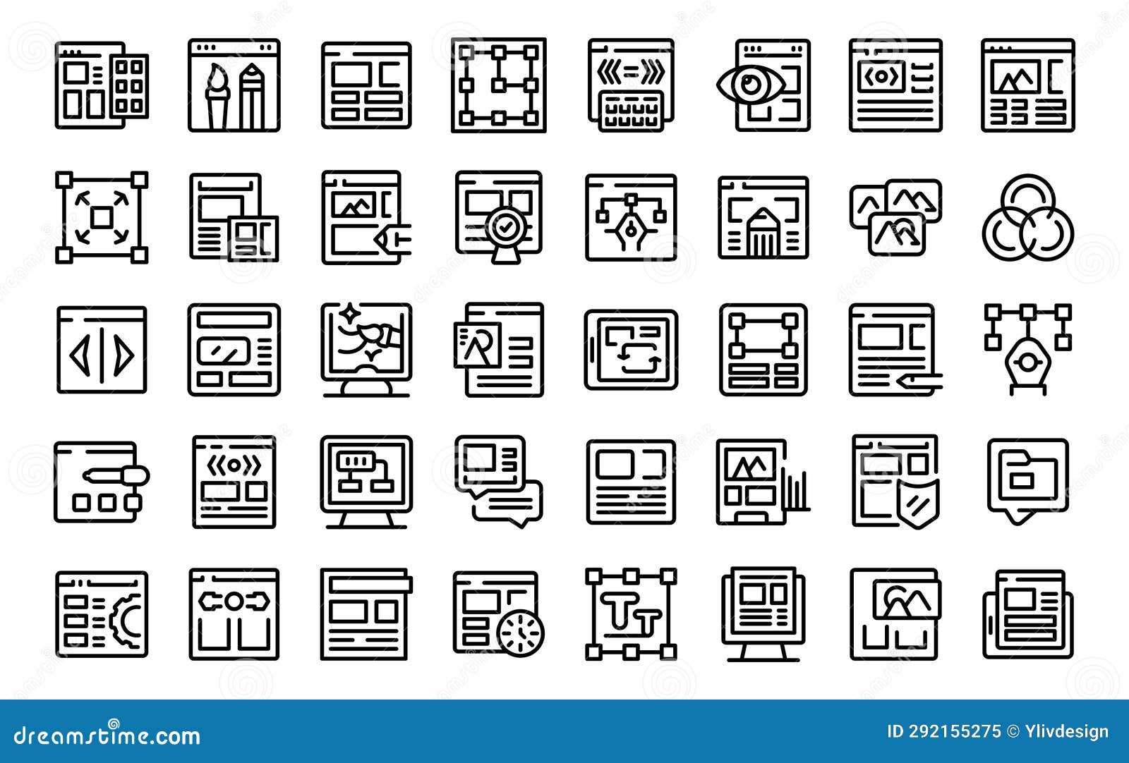 Interface Designer Icons Set Outline Vector. Person System Stock Vector - Illustration of person ...
