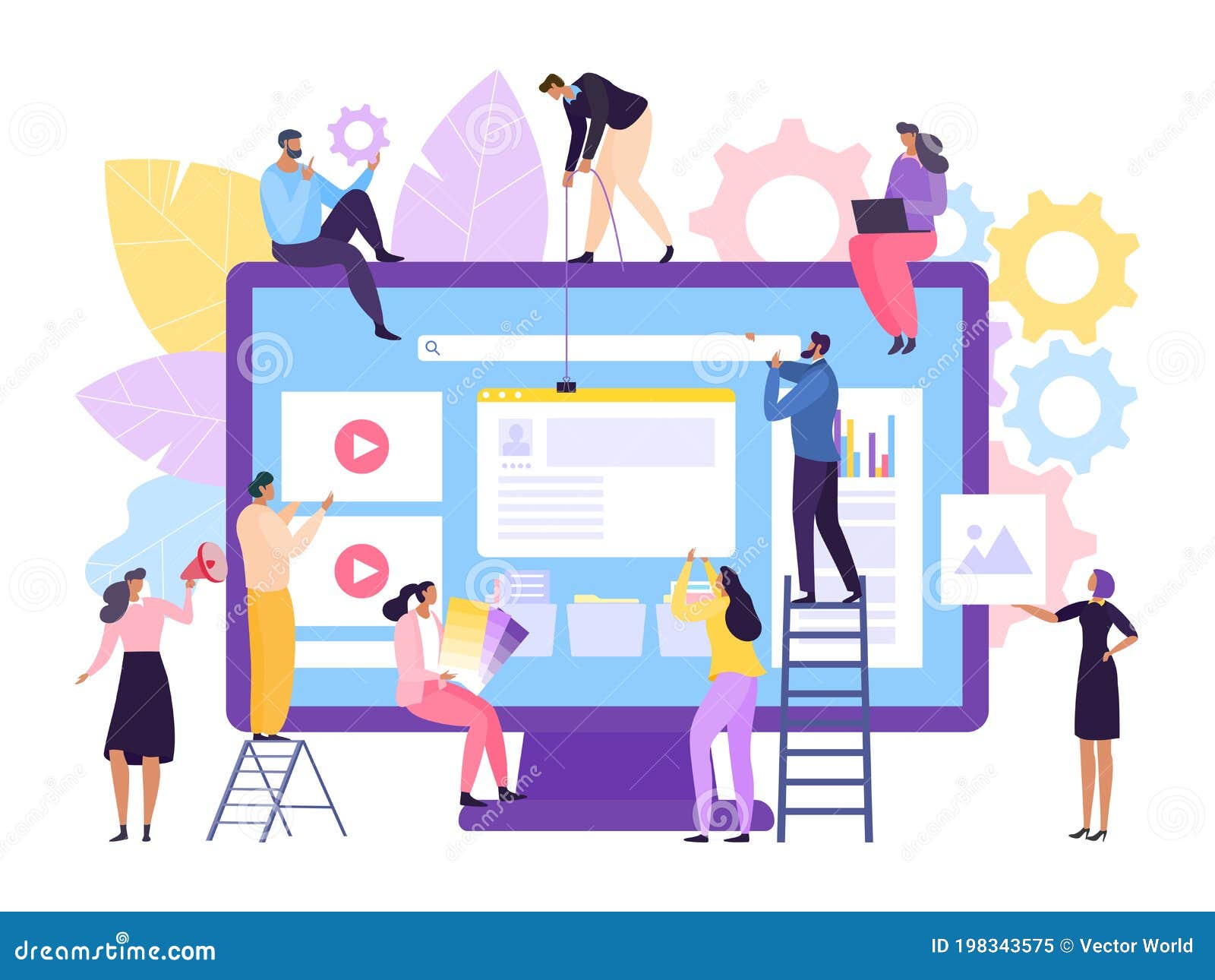 Interface Development at Web Flat Screen Design, Vector Illustration ...