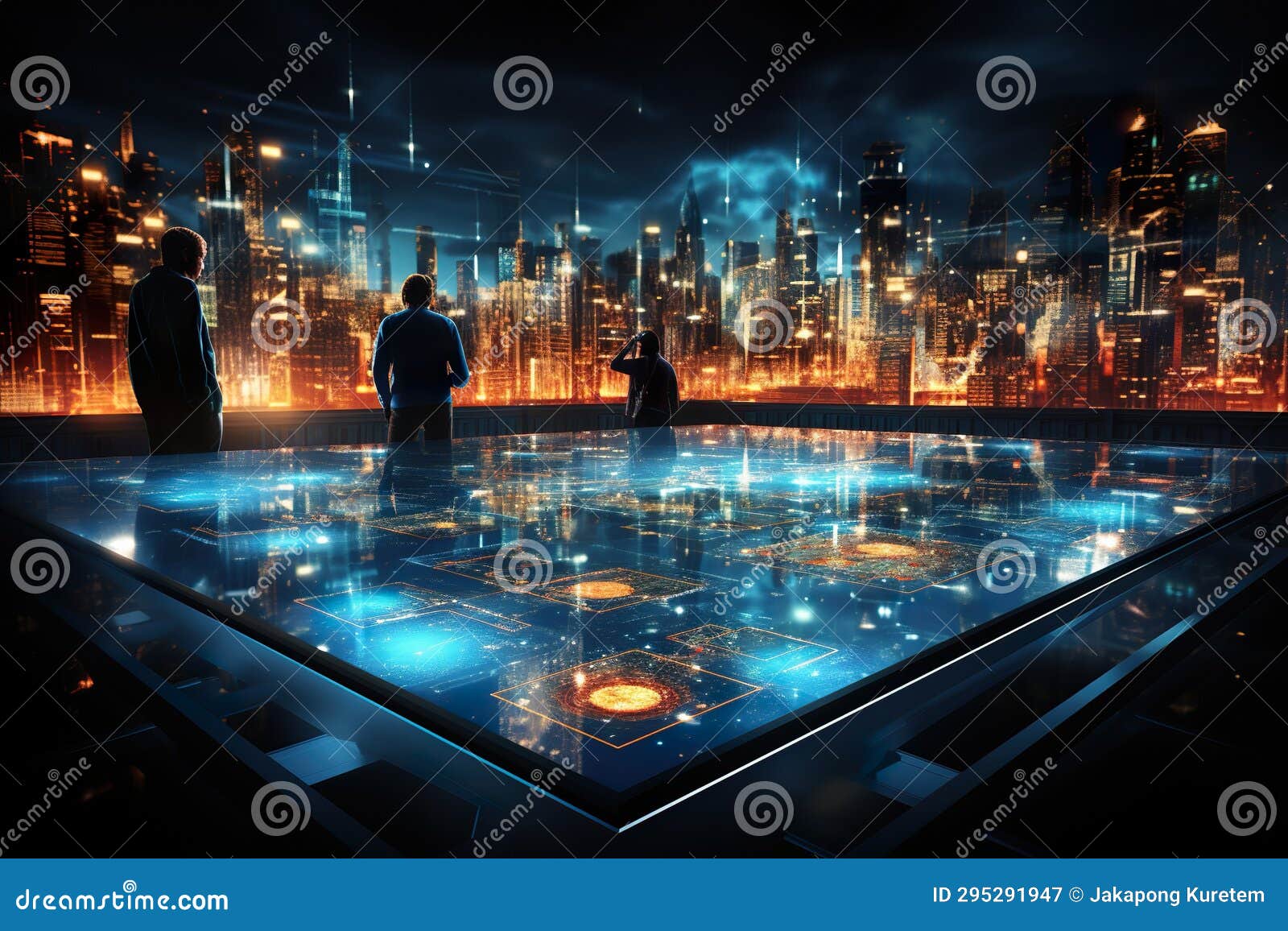 Interface the Distance Computer Digital Technology Background. Stock ...