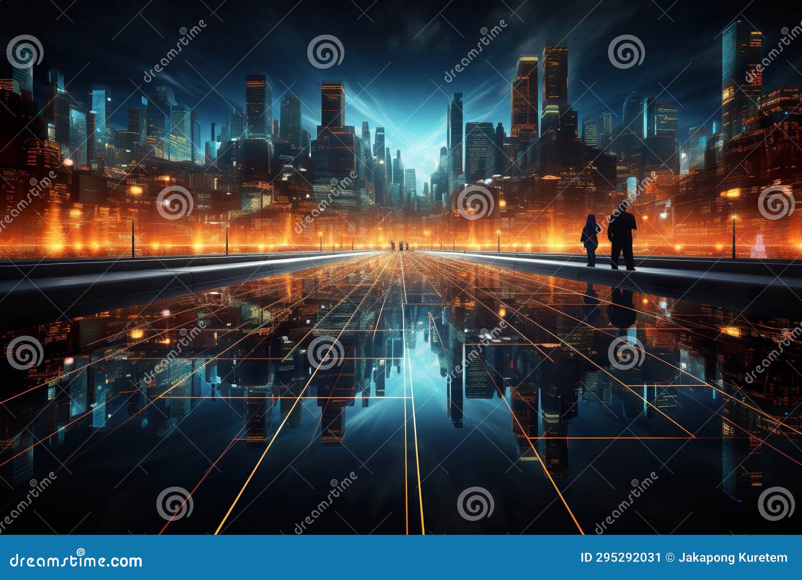 Interface the Distance Computer Digital Technology Background. Stock ...