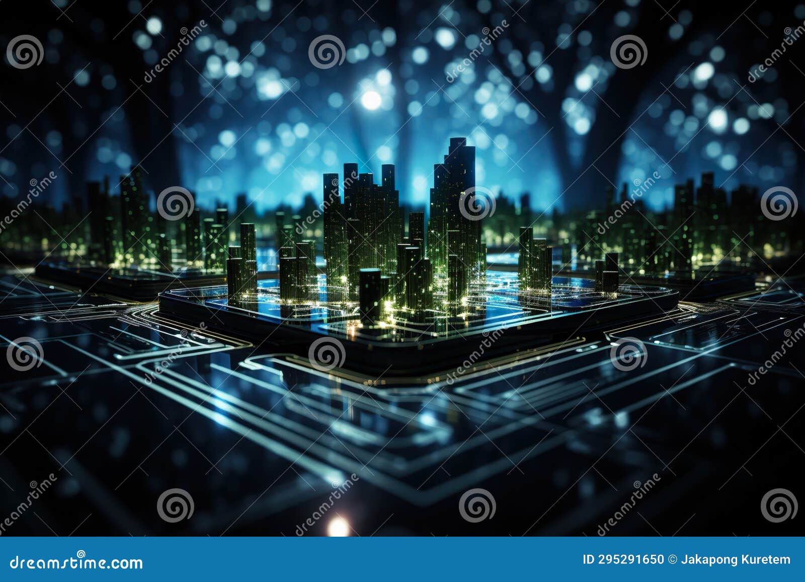 Interface the Distance Computer Digital Technology Background. Stock ...