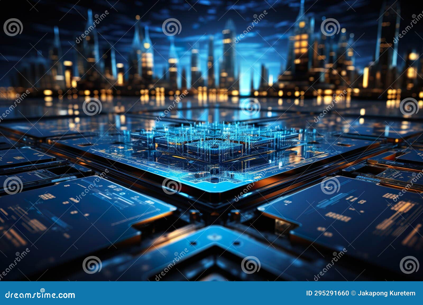 Interface the Distance Computer Digital Technology Background. Stock ...