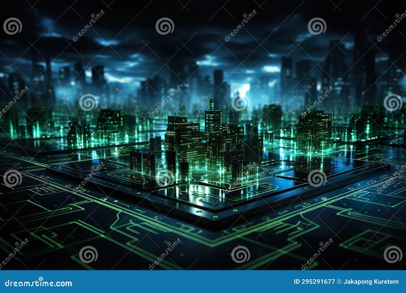 Interface the Distance Computer Digital Technology Background. Stock ...