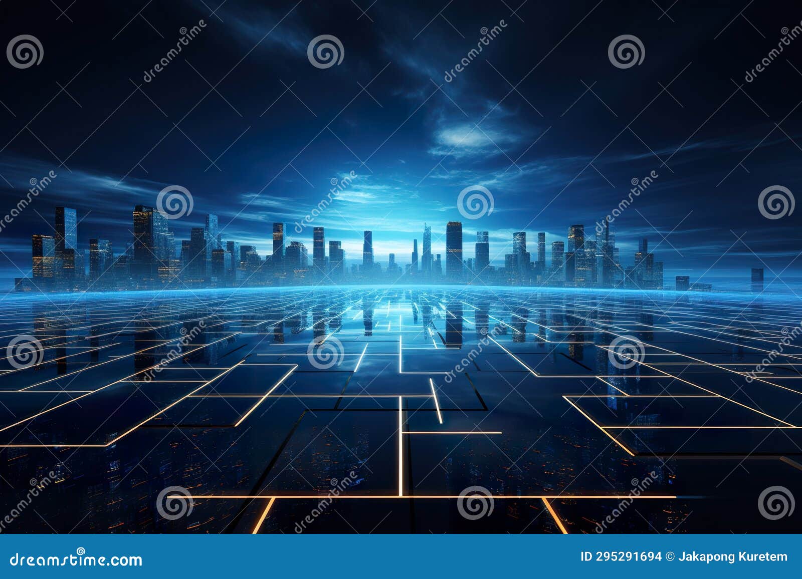 Interface the Distance Computer Digital Technology Background. Stock ...