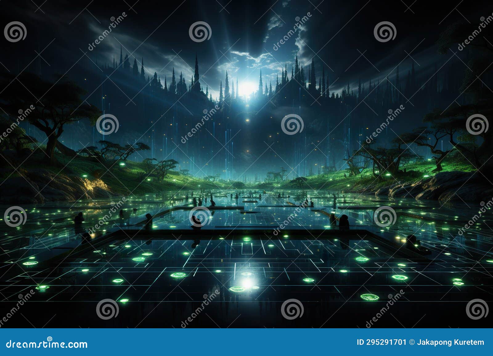Interface the Distance Computer Digital Technology Background. Stock ...
