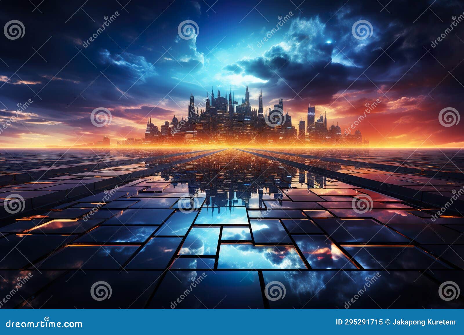 Interface the Distance Computer Digital Technology Background. Stock ...