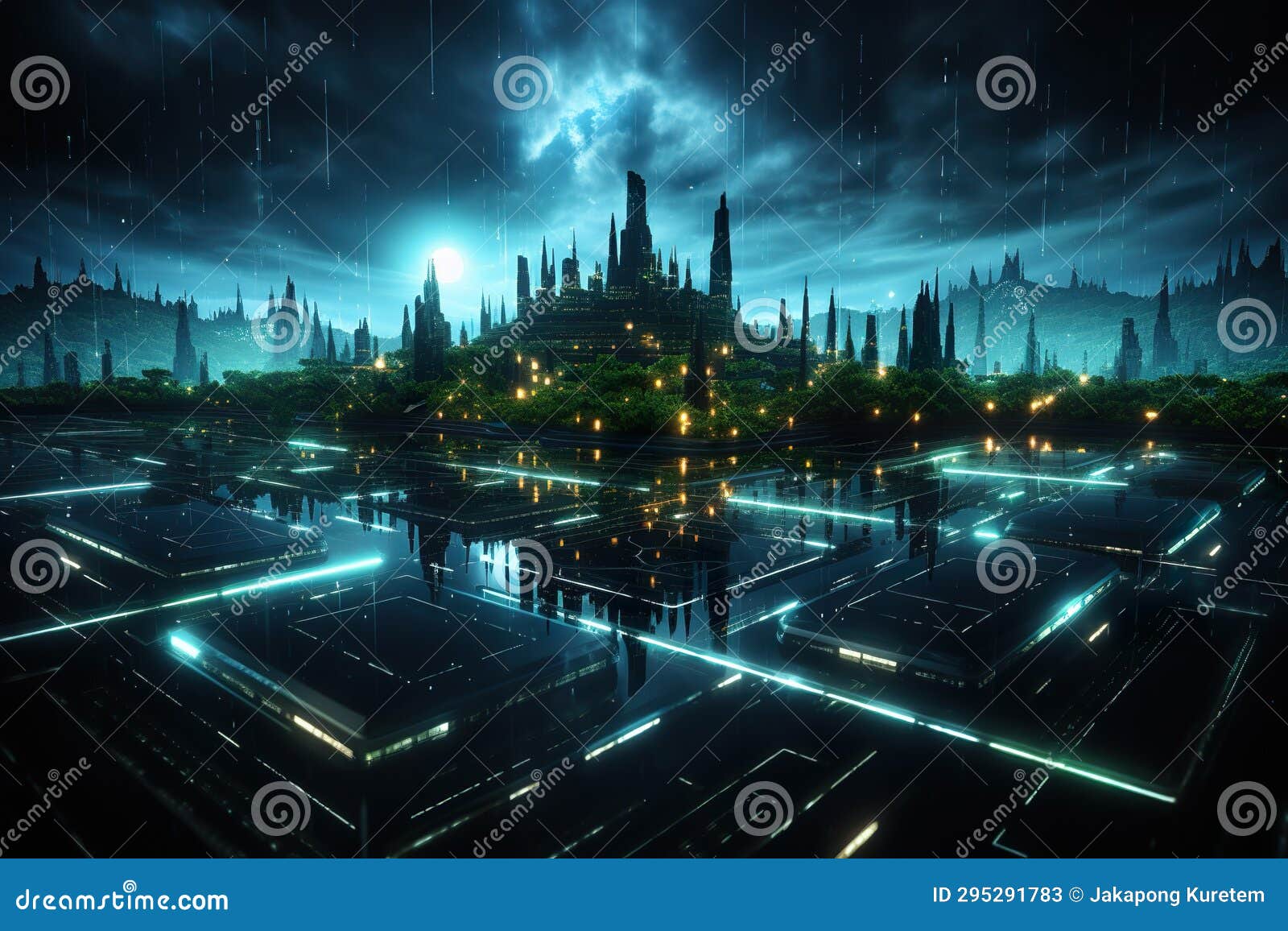 Interface the Distance Computer Digital Technology Background. Stock ...