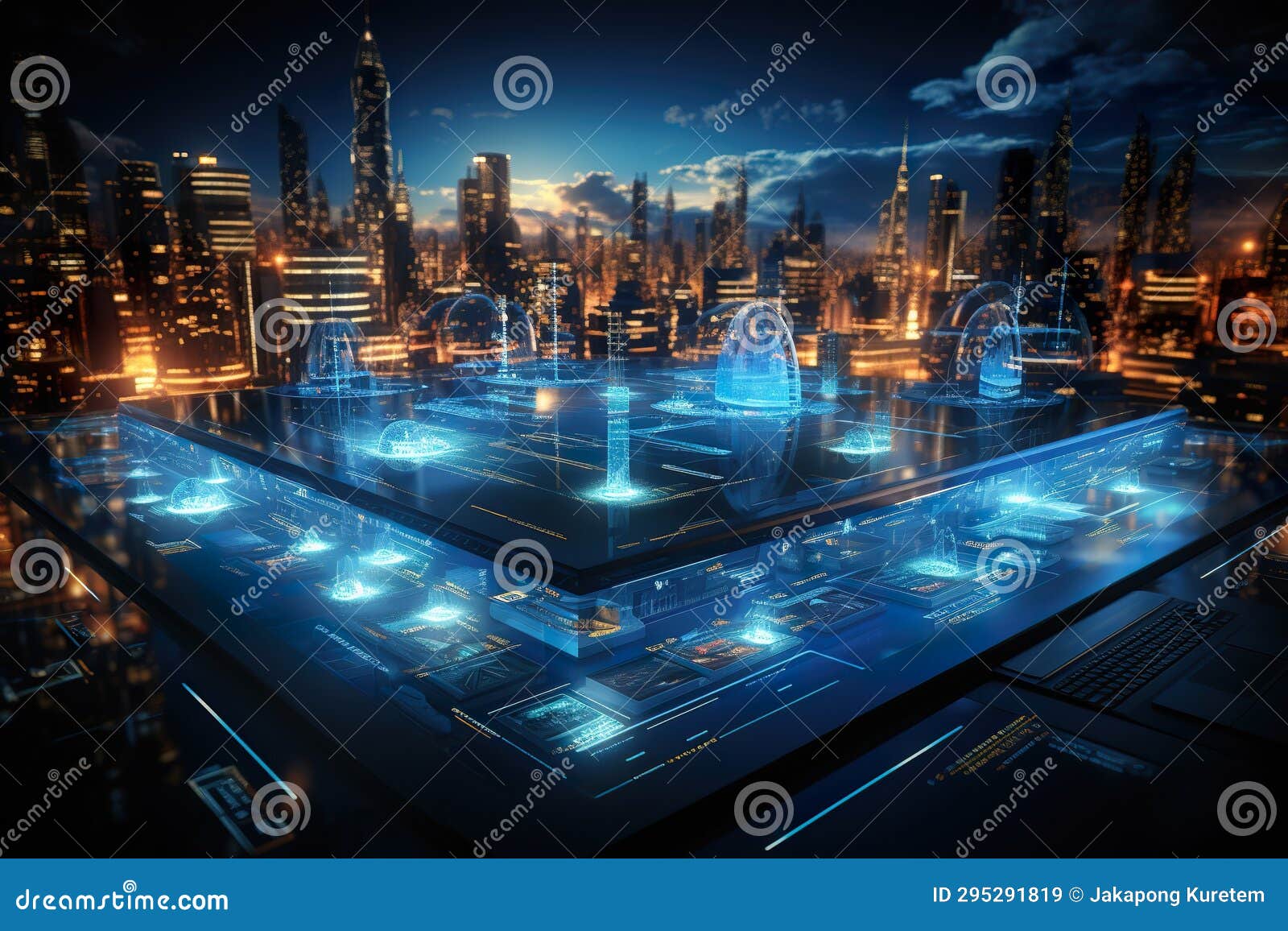Interface the Distance Computer Digital Technology Background. Stock ...
