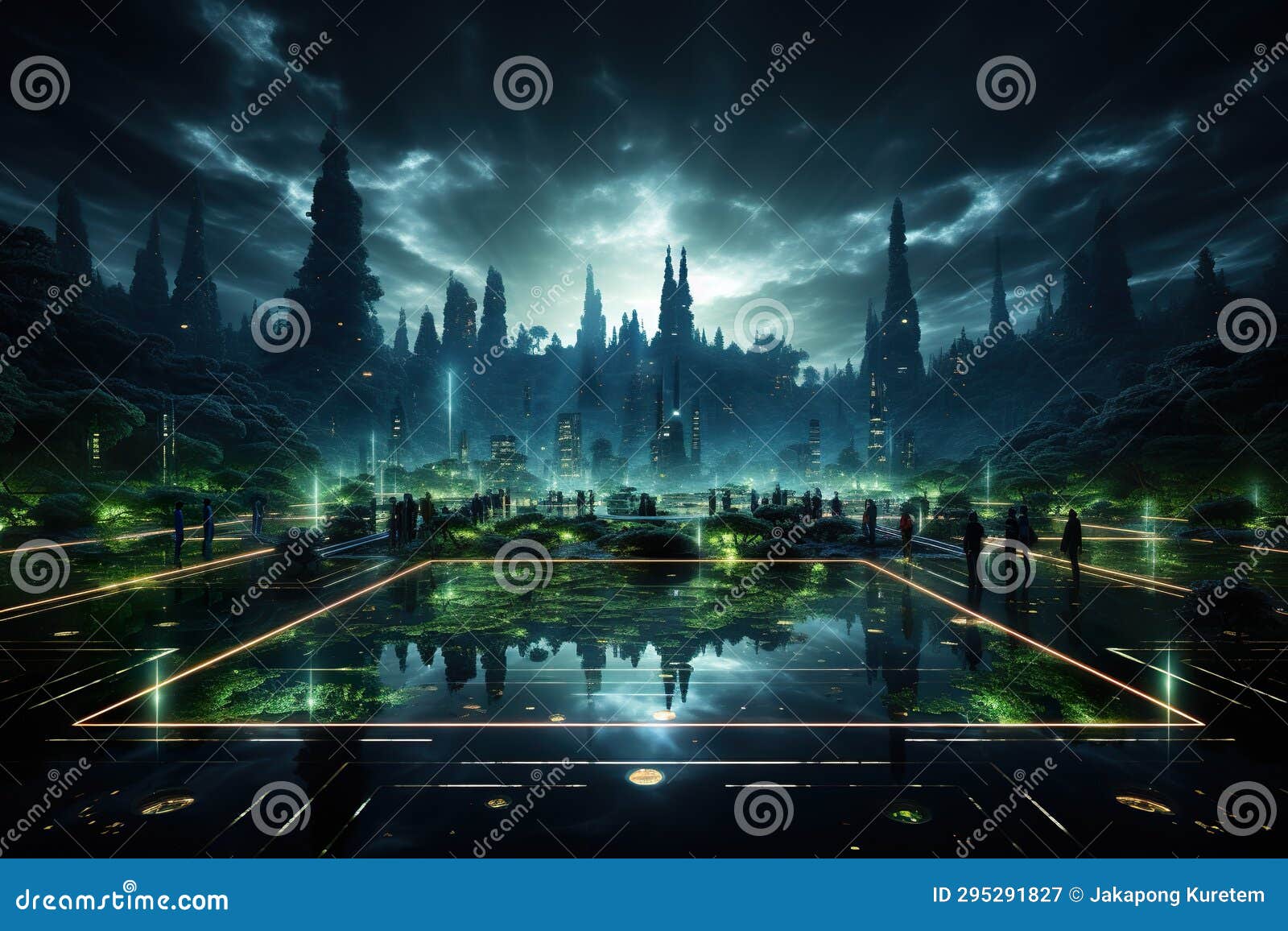 Interface the Distance Computer Digital Technology Background. Stock ...